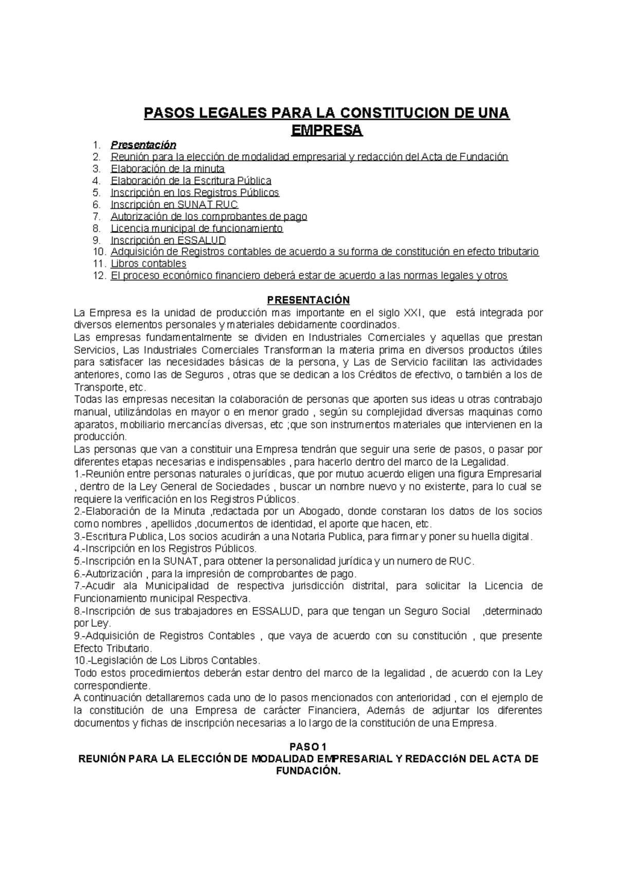 Constitucion-empresa - PASOS LEGALES PARA LA CONSTITUCION DE UNA EMPRESA Presentación Reunión ...