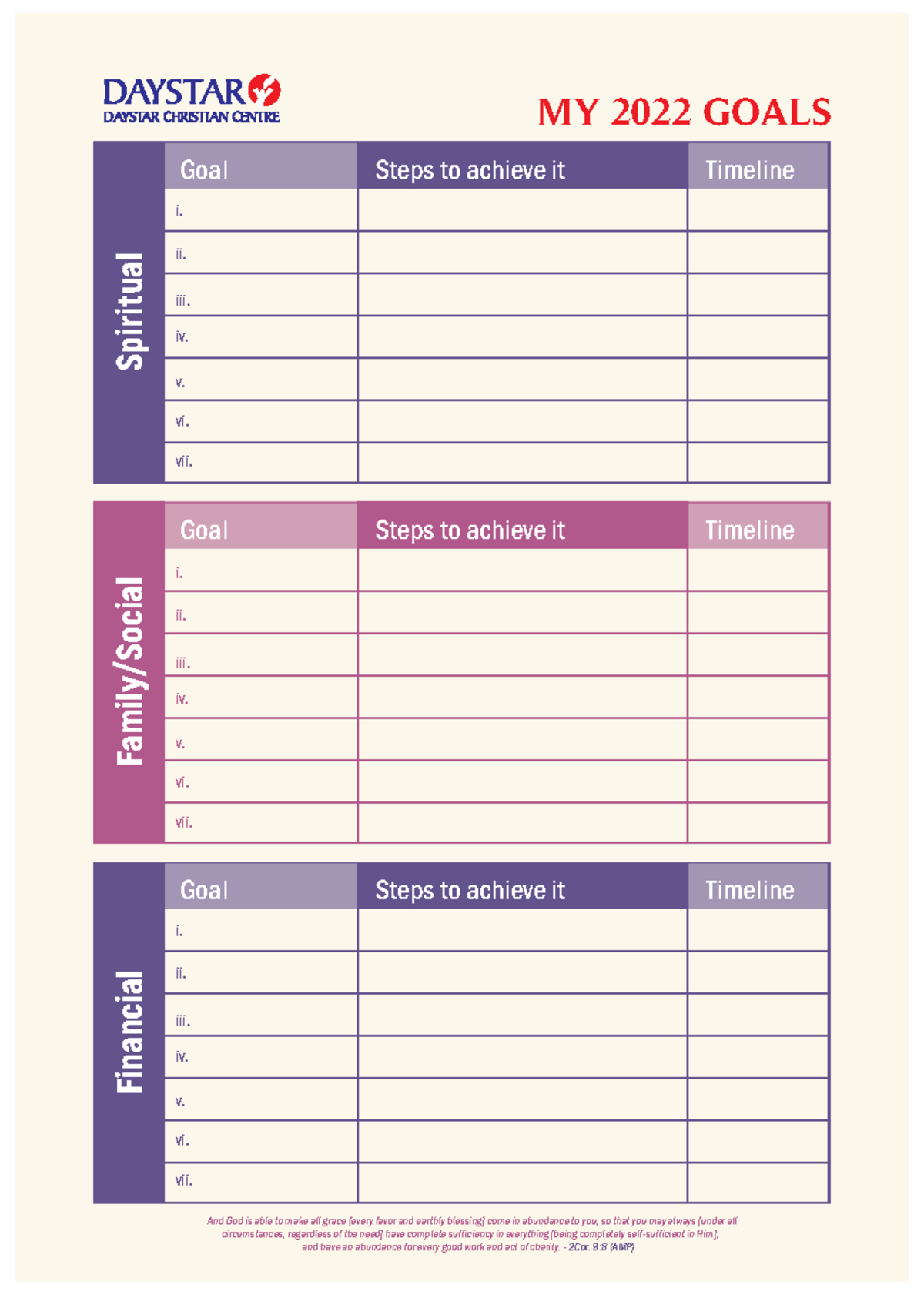 2022 goal setting template - Home Events & Calendar Project Work ...