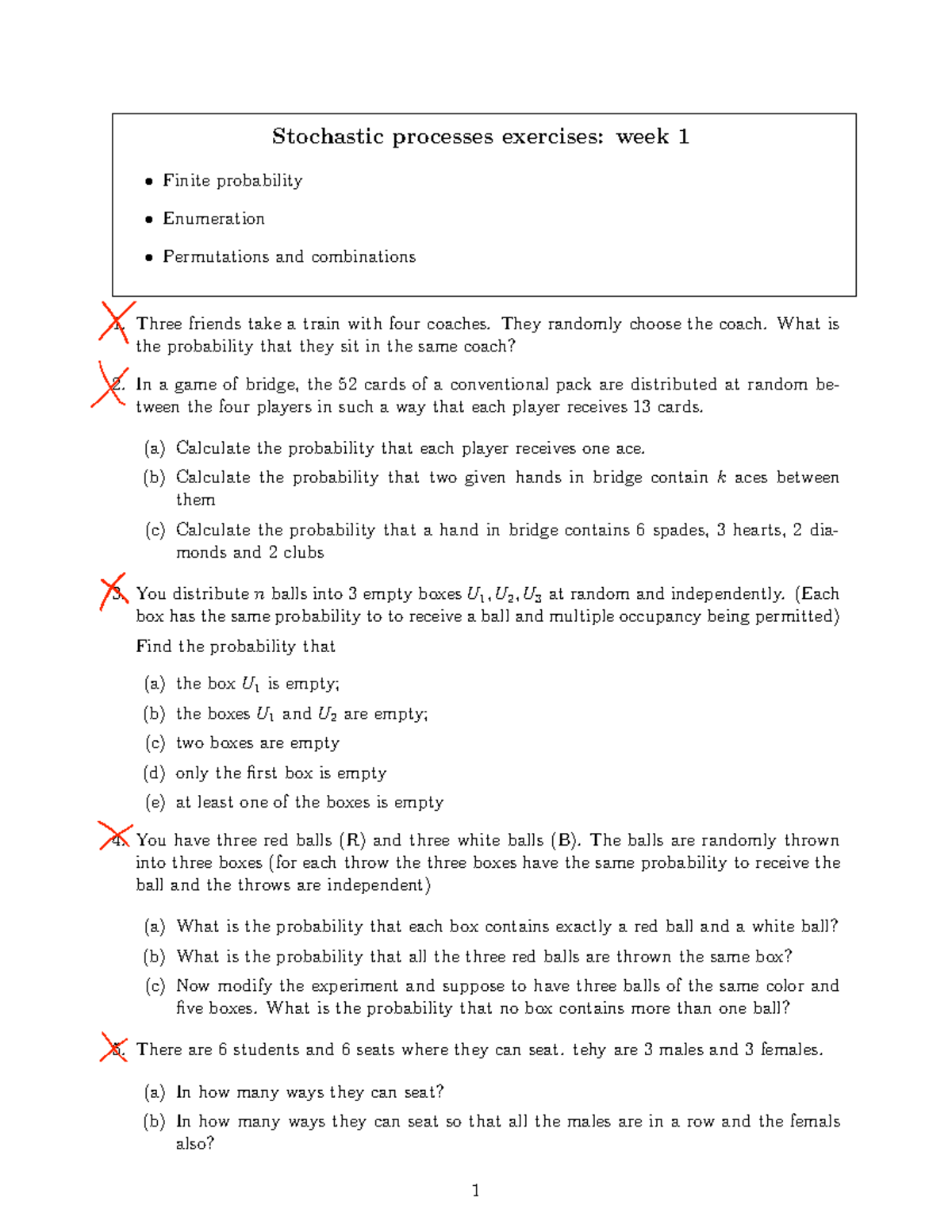 Exercise week1 - eseercitazione Stochastic - Stochastic processes ...