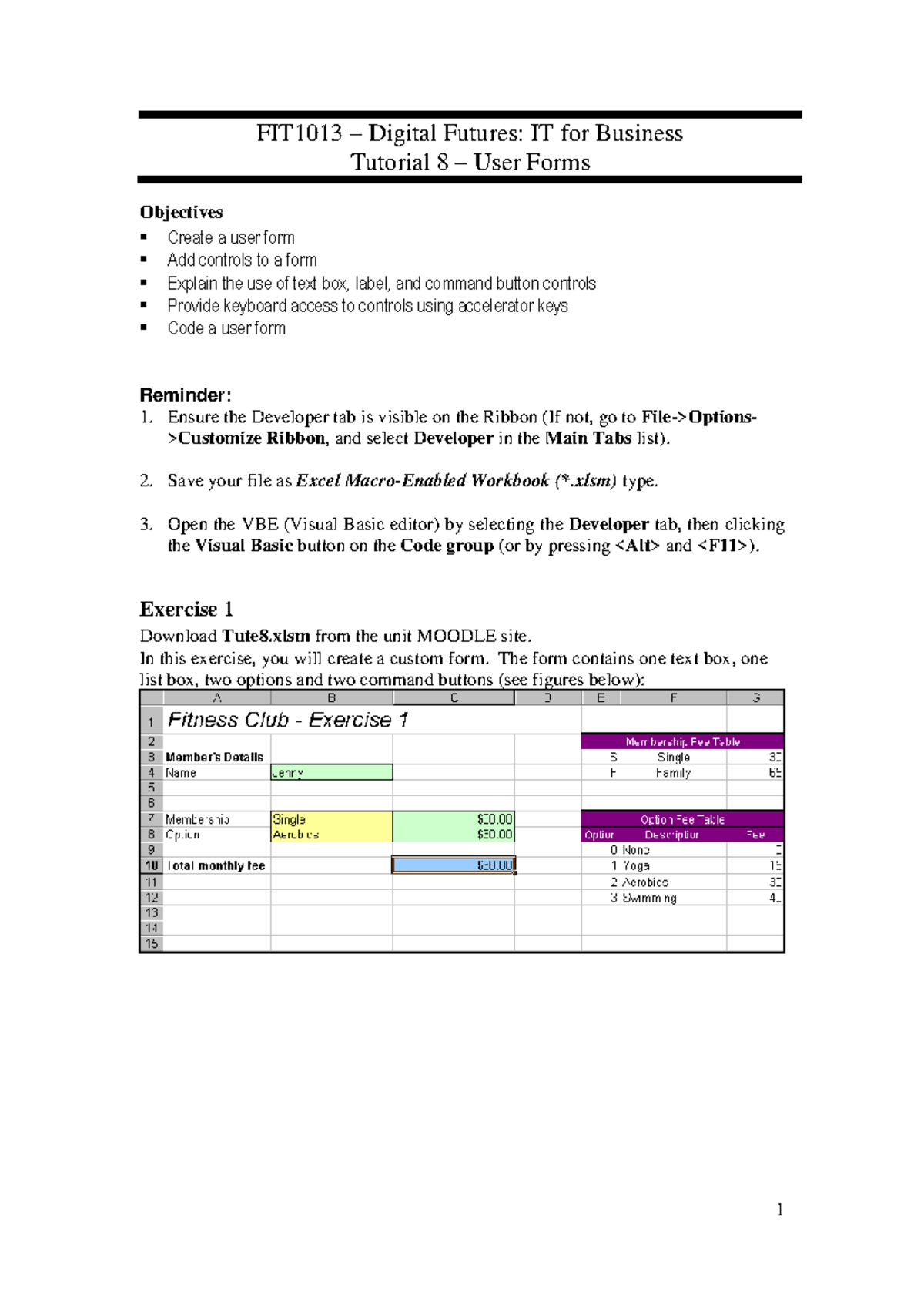 Tutorial 8 note from lecture - EXE101 - Deakin - Studocu
