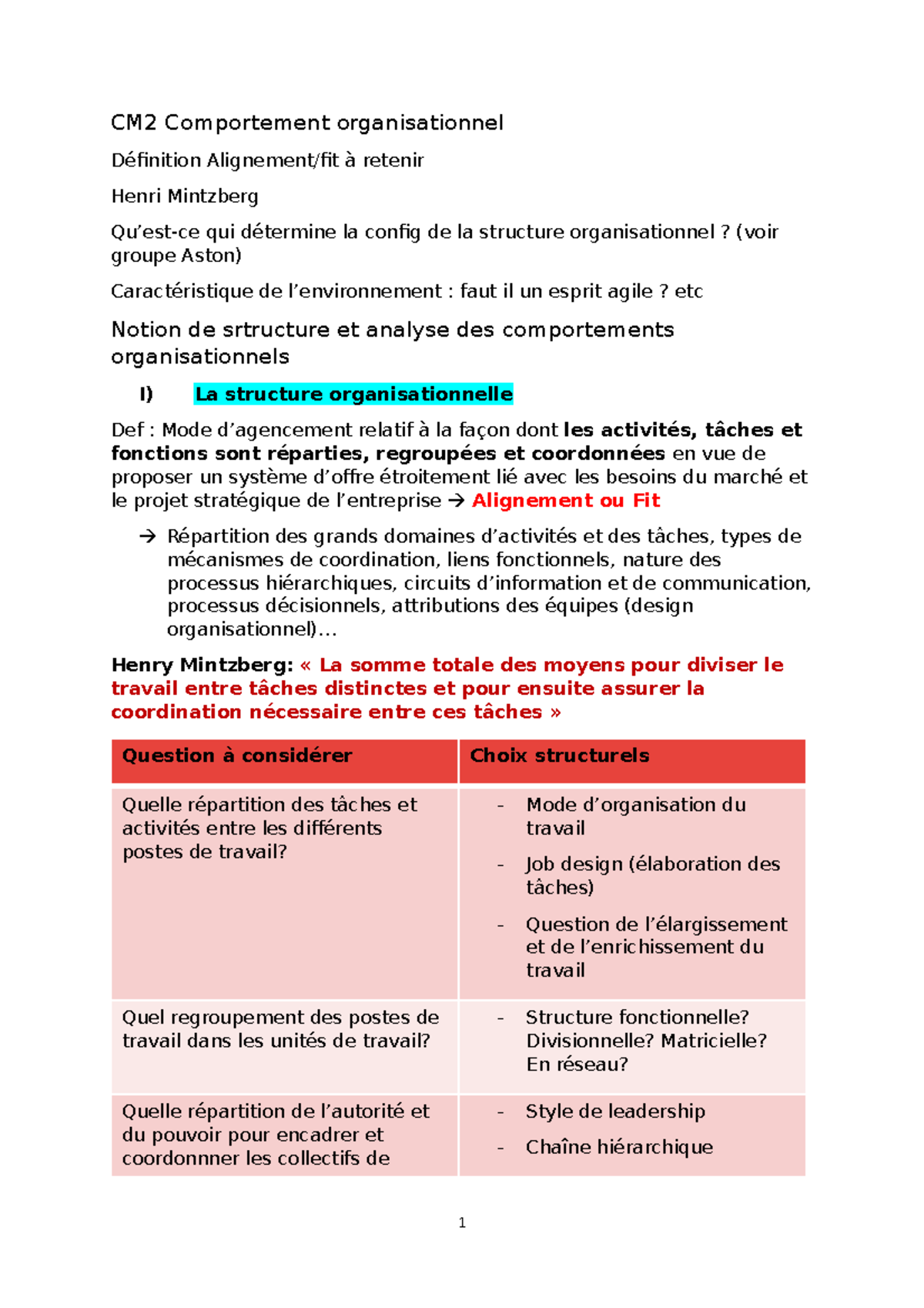 CM2 Comportement organisationnel - CM2 Comportement organisationnel ...
