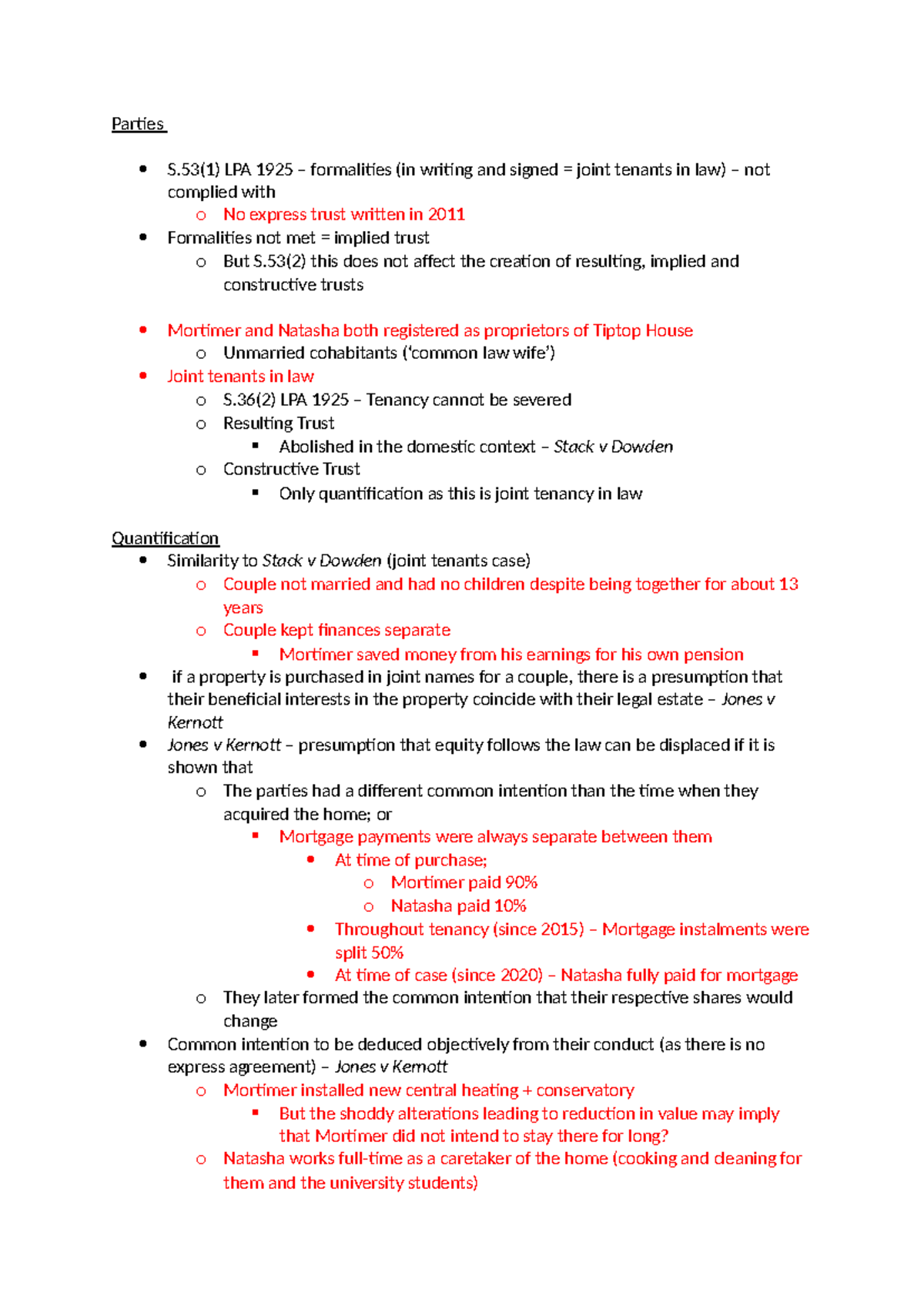 Formative PQ Answer Structure - Parties S(1) LPA 1925 – formalities (in ...