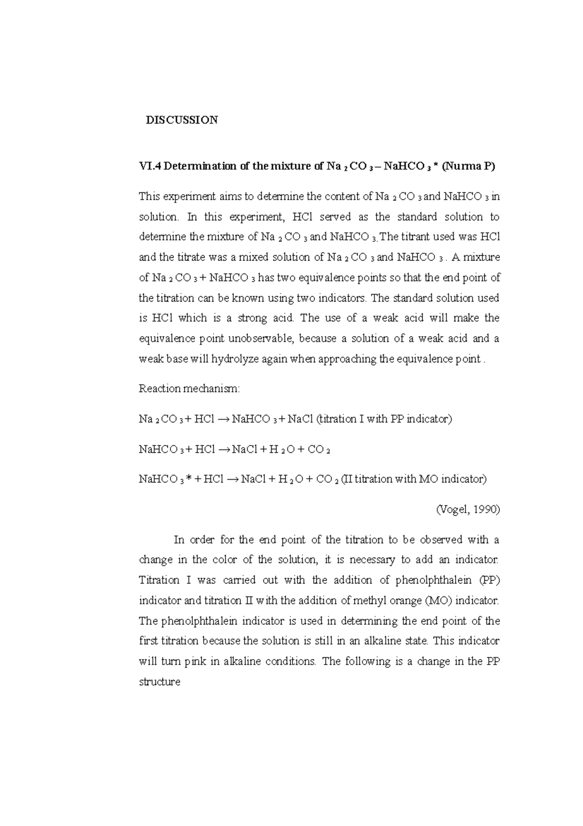 Ammonia in solution - DISCUSSION VI Determination of the mixture of Na ...