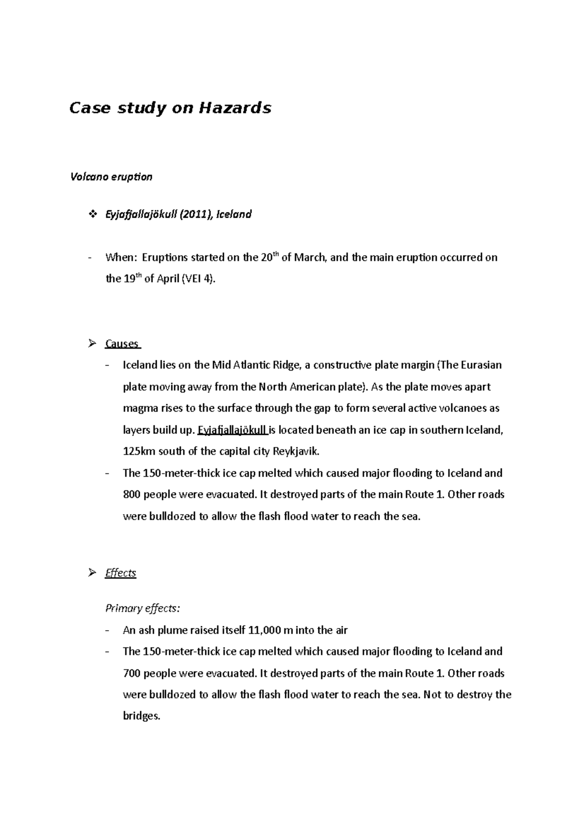 Case study on Hazards - Case study on Hazards Volcano eruption ...