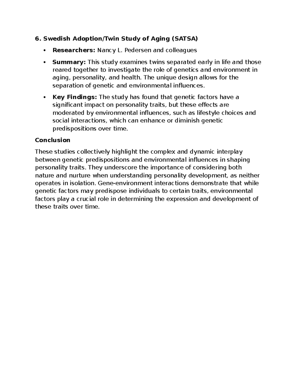Document 20 - Psychology - 6. Swedish Adoption/Twin Study of Aging ...