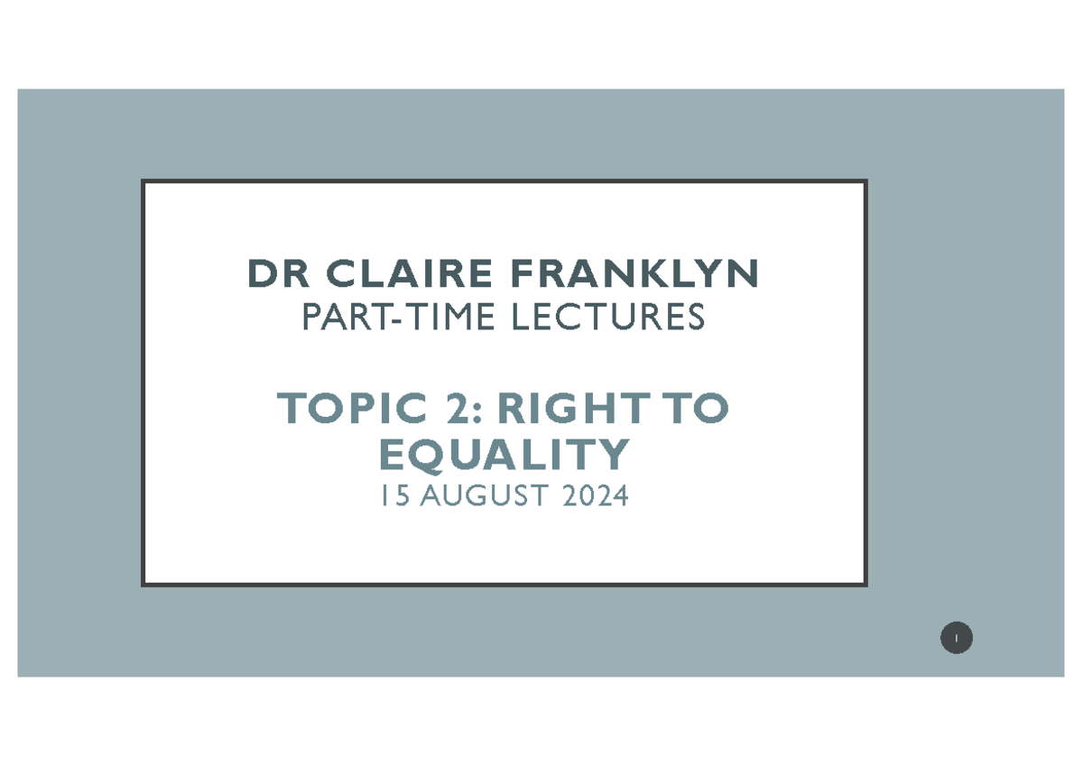 Optional material - slides from part time group's second equality ...