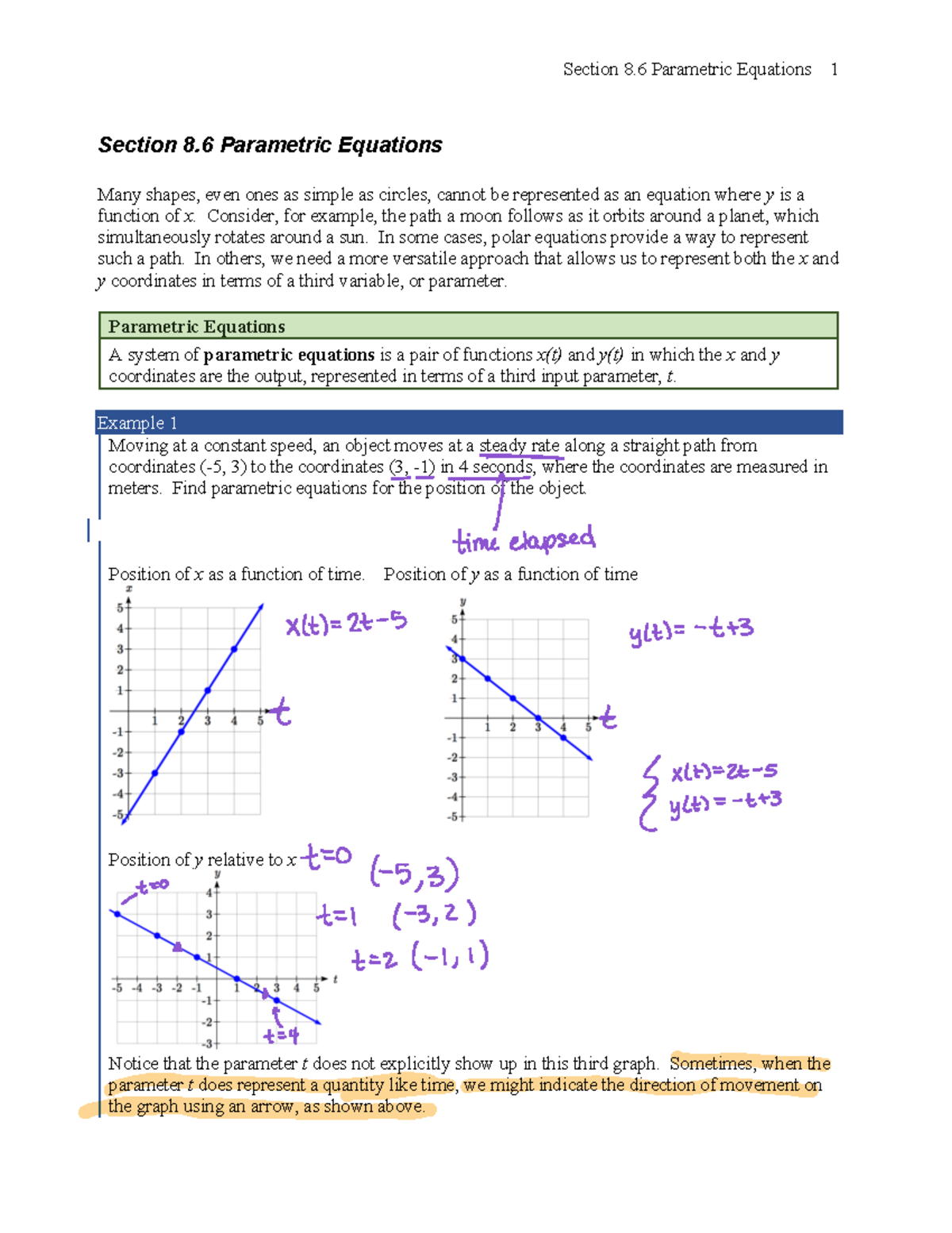 Lesson 8.6 Precalculus - Section 8 Parametric Equations Many shapes ...