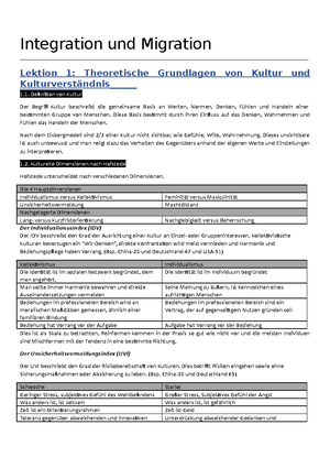 Kapitel 1 Integration und Migration - 1 Definition von Kultur Kultur ...