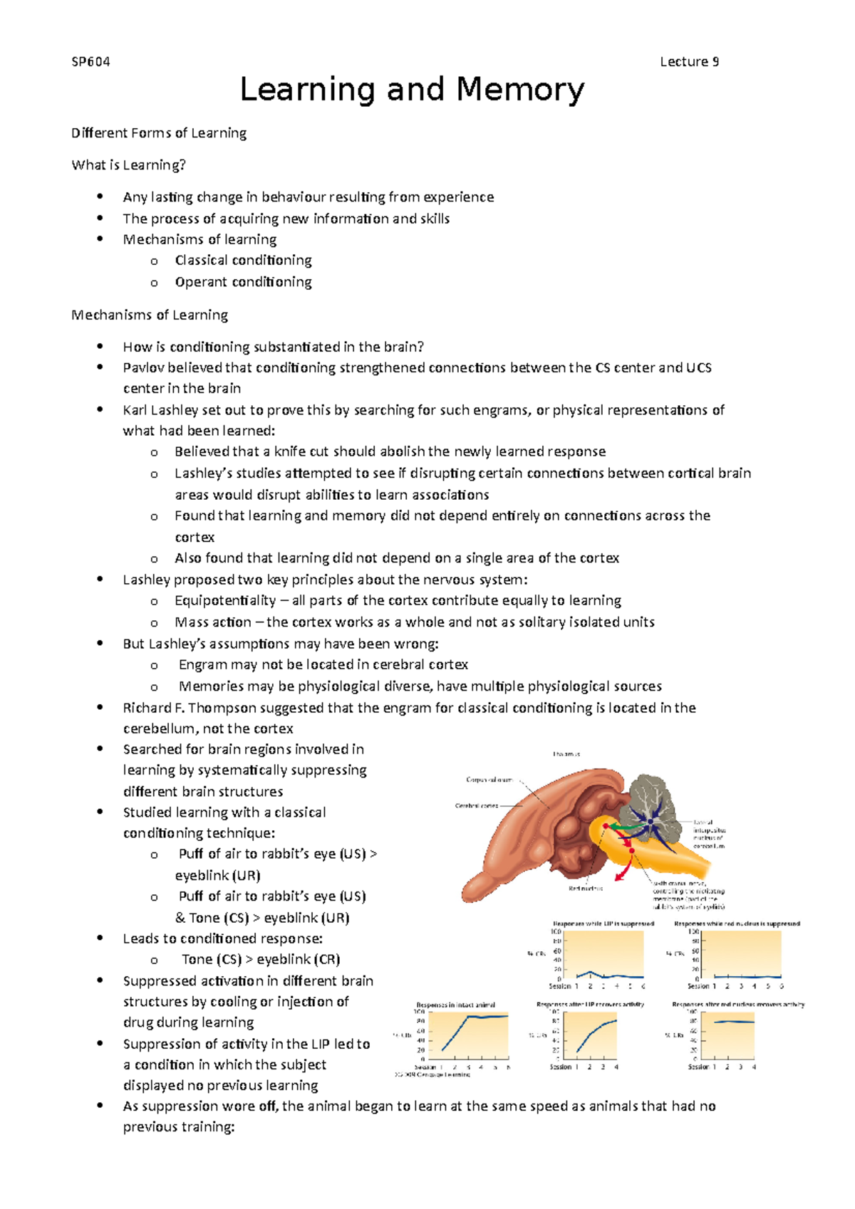 Lecture 8 - Learning and Memory - Learning and Memory Different Forms ...