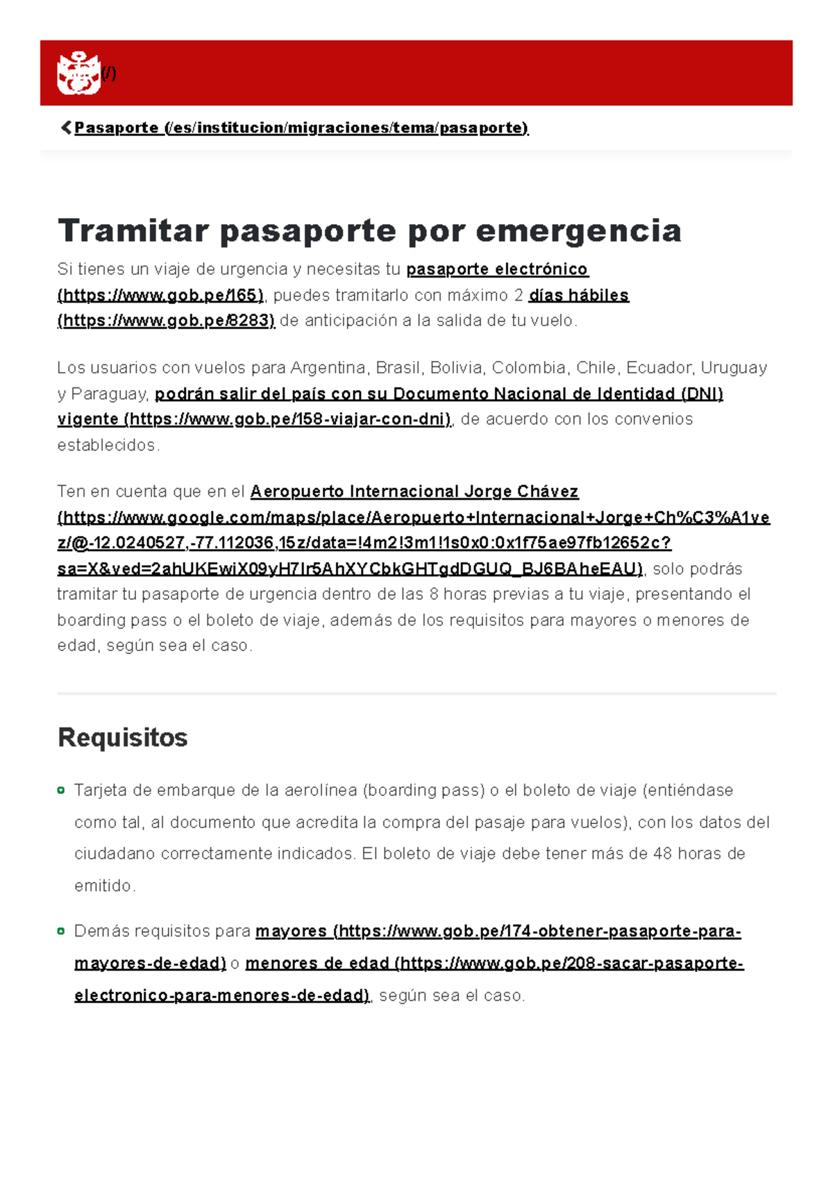 Tramitar pasaporte por emergencia - Trámite - Superintendencia Nacional ...