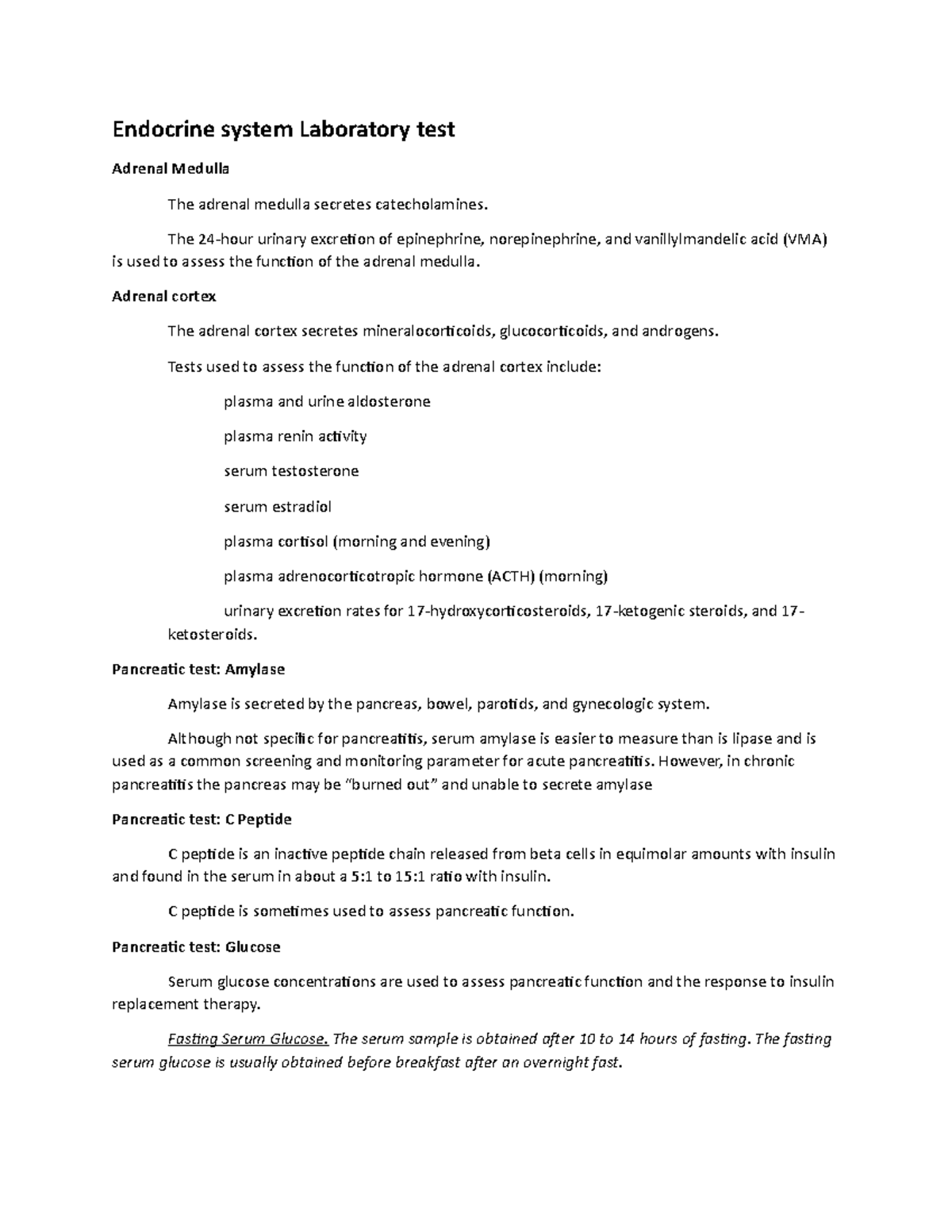 Endocrine system Laboratory test - The urinary excretion of epinephrine ...