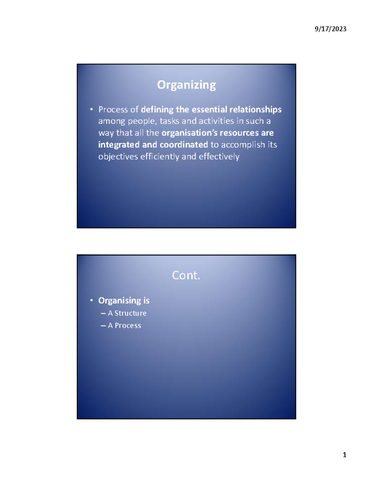 M3 - jvyv hbkbkb - Organizing • Process of defining the essential ...