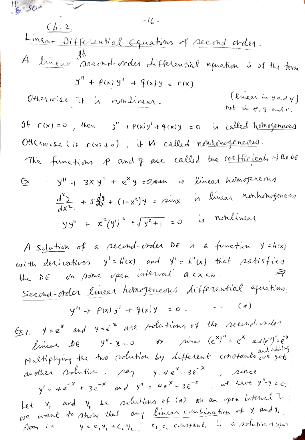 Applied math 3 from sec 2 - ####### Linear Diffeential csatis f end crder. (h. A lin the ...