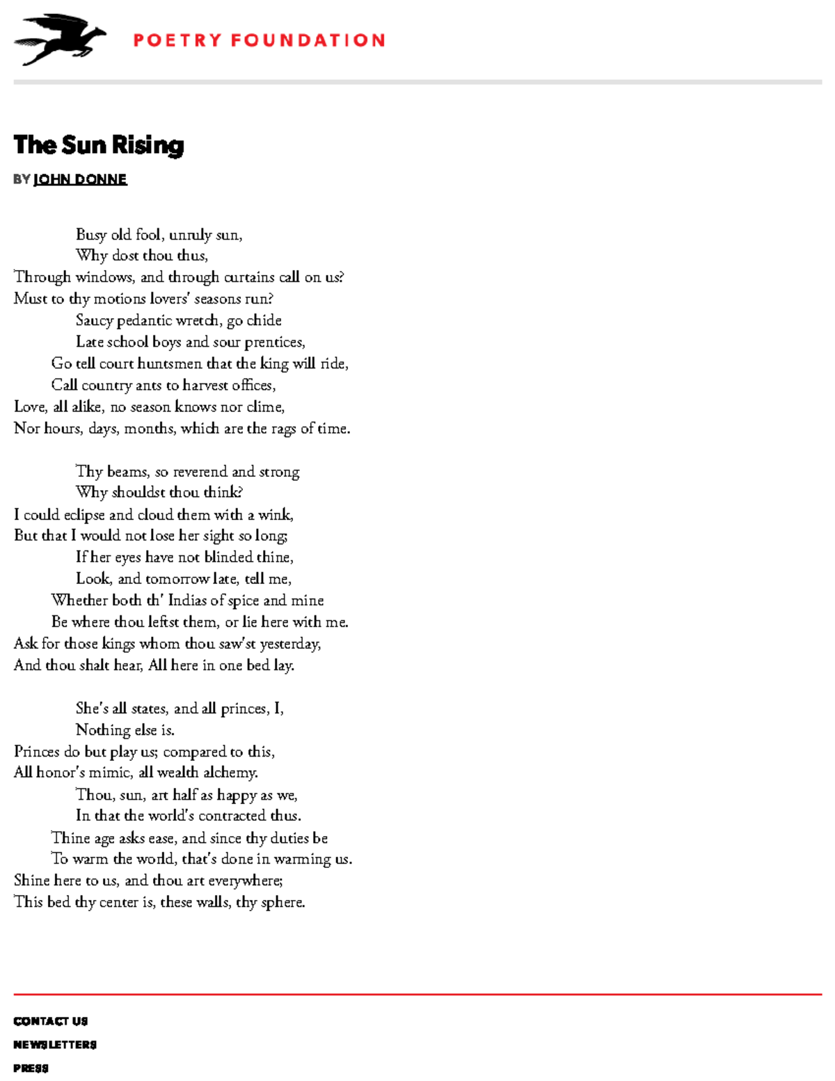 Sem 2 donne sun rising - nanananna - The Sun Rising BY JOHN DONNE Busy ...