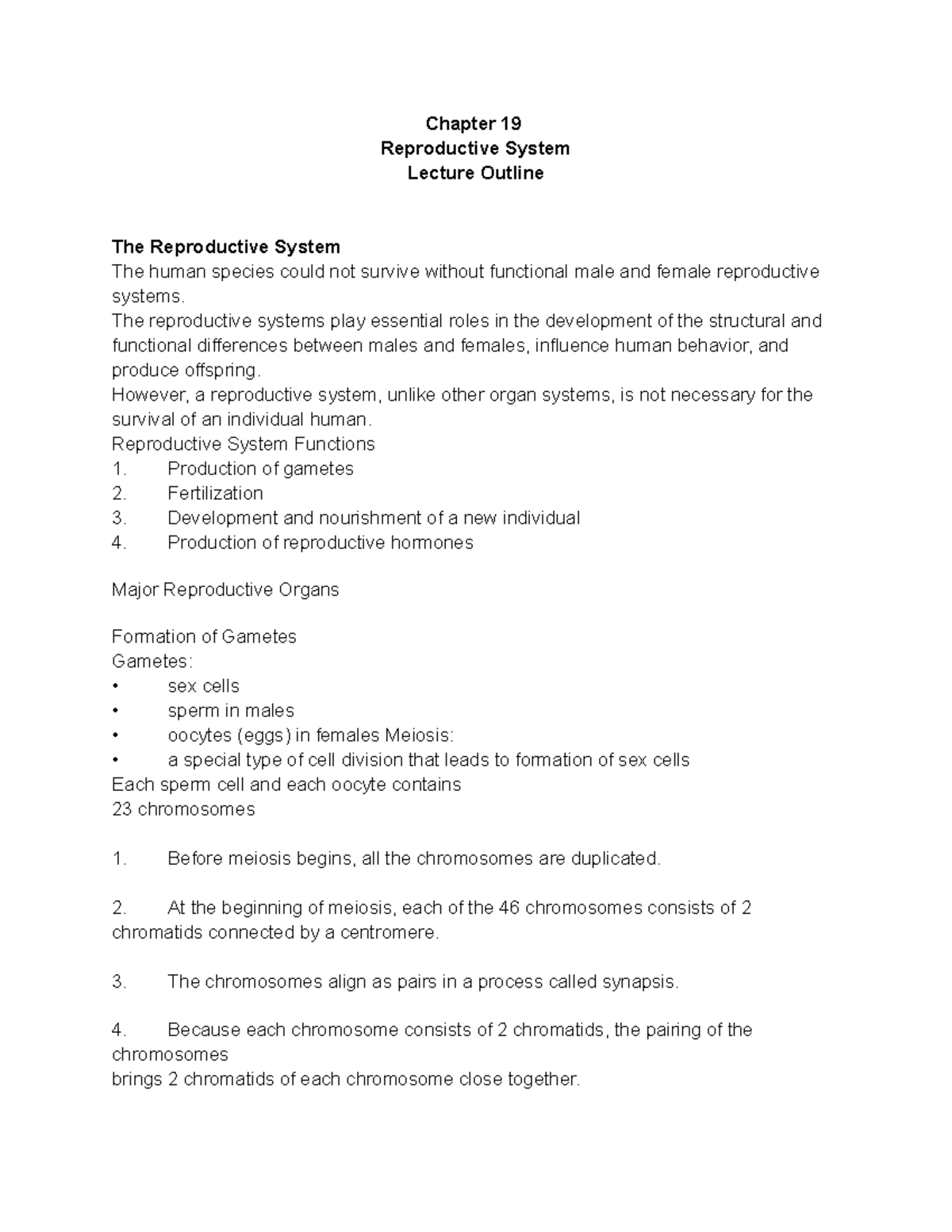 Chapter 19 - Reproductive System - Chapter 19 Reproductive System ...