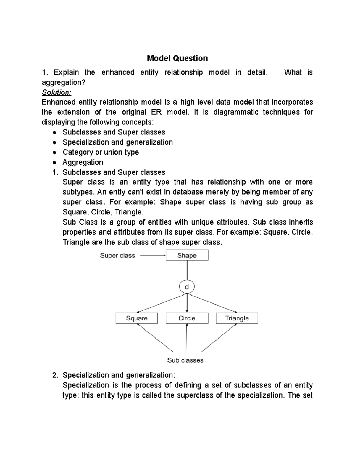Model Question - Model Question Explain the enhanced entity ...