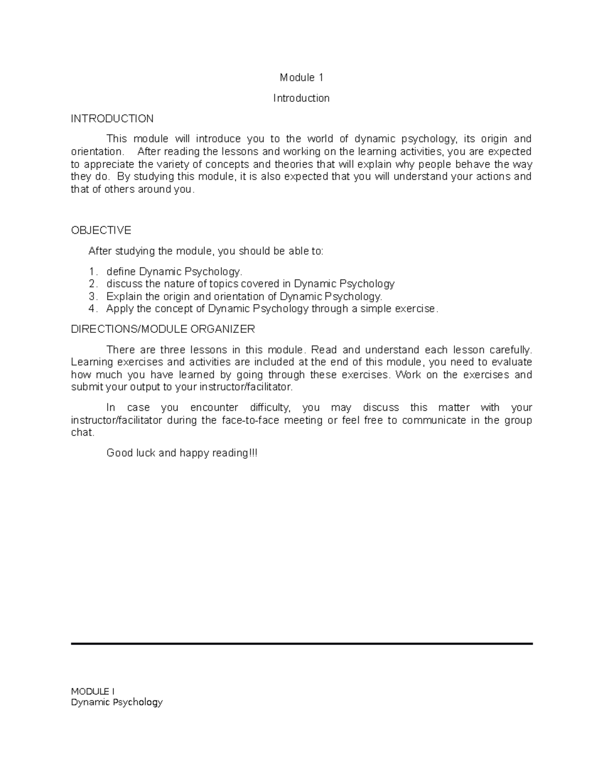 DP Module 1 - Lecture notes 1-3 - Module 1 Introduction INTRODUCTION ...