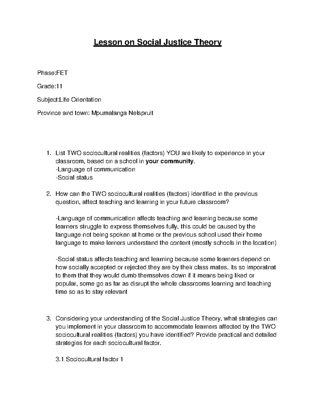 Activity on Social Justice Theory - Lesson on Social Justice Theory ...