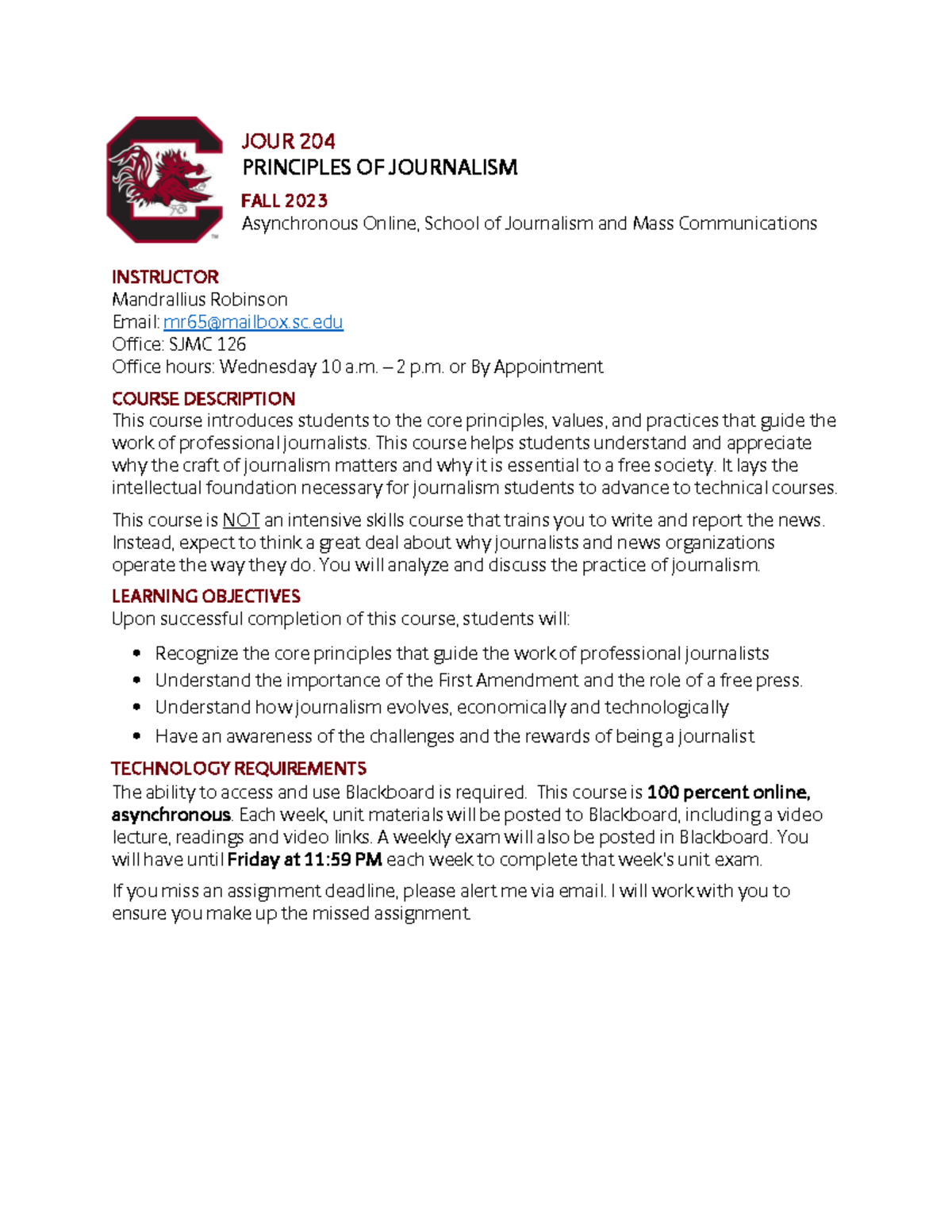 JOUR 204 - Summary Principles of Journalism - JOUR 204 PRINCIPLES OF ...