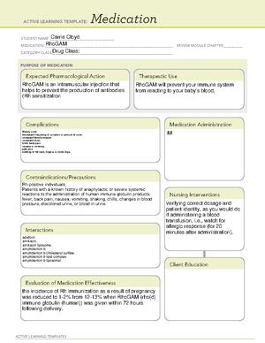 OB Medication Phenergan - ACTIVE LEARNING TEMPLATES Medication STUDENT ...