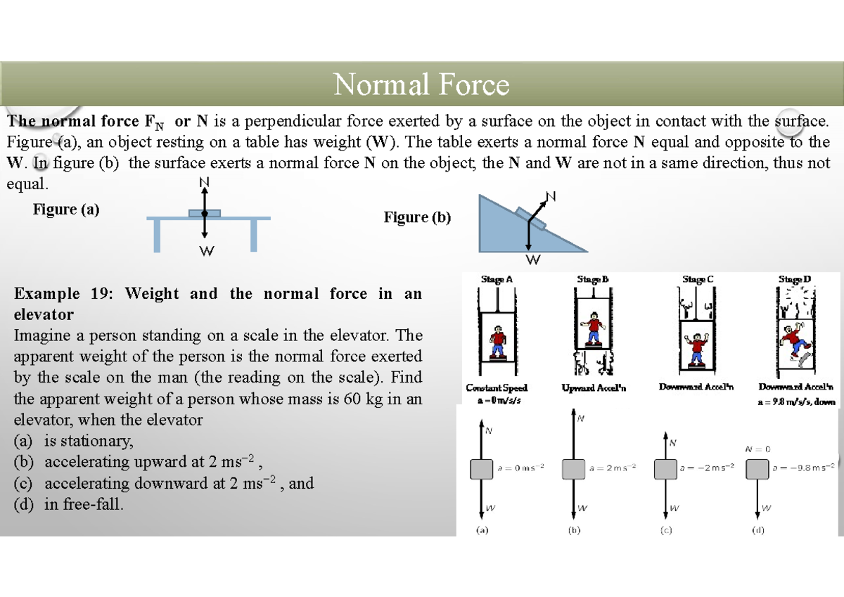 Lecture 9 Slides - Mechanic motes explained - Normal Force The normal ...