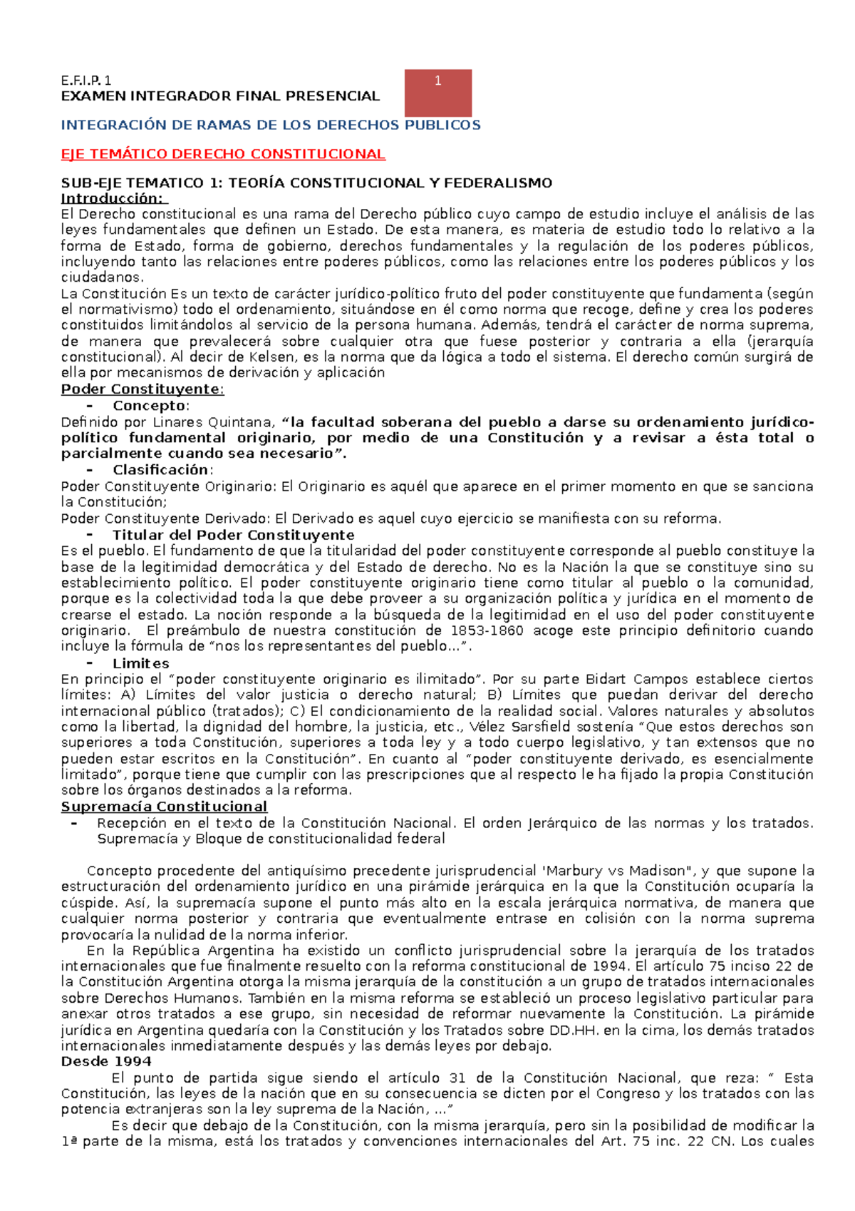 EFIP 1 - Resumen DE Todas LAS Materias - E.F.I. 1 1 EXAMEN INTEGRADOR ...