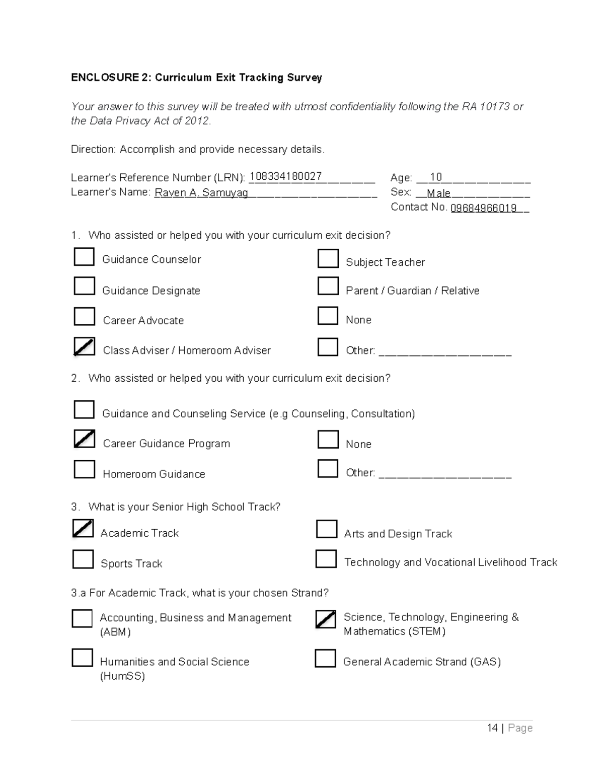 SKES Enclosure-2 Curriculum-Exit-Tracking-Survey v2 - ENCLOSURE 2 ...