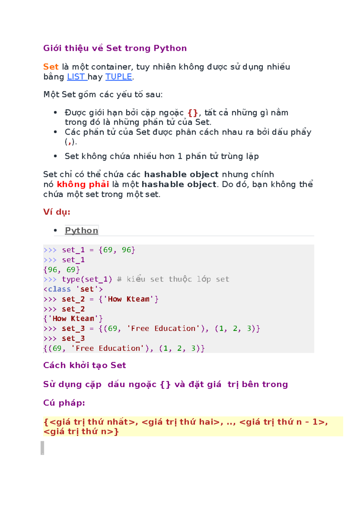 Giới Thiệu Về Set Dict Trong Python Giới Thiệu Về Set Trong Python