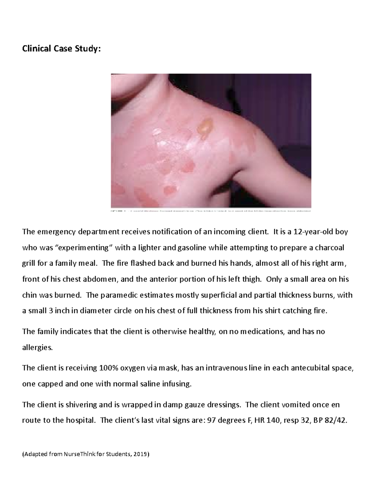 Nurse Lets Think- Pediatric Burn - Clinical Case Study: The emergency ...