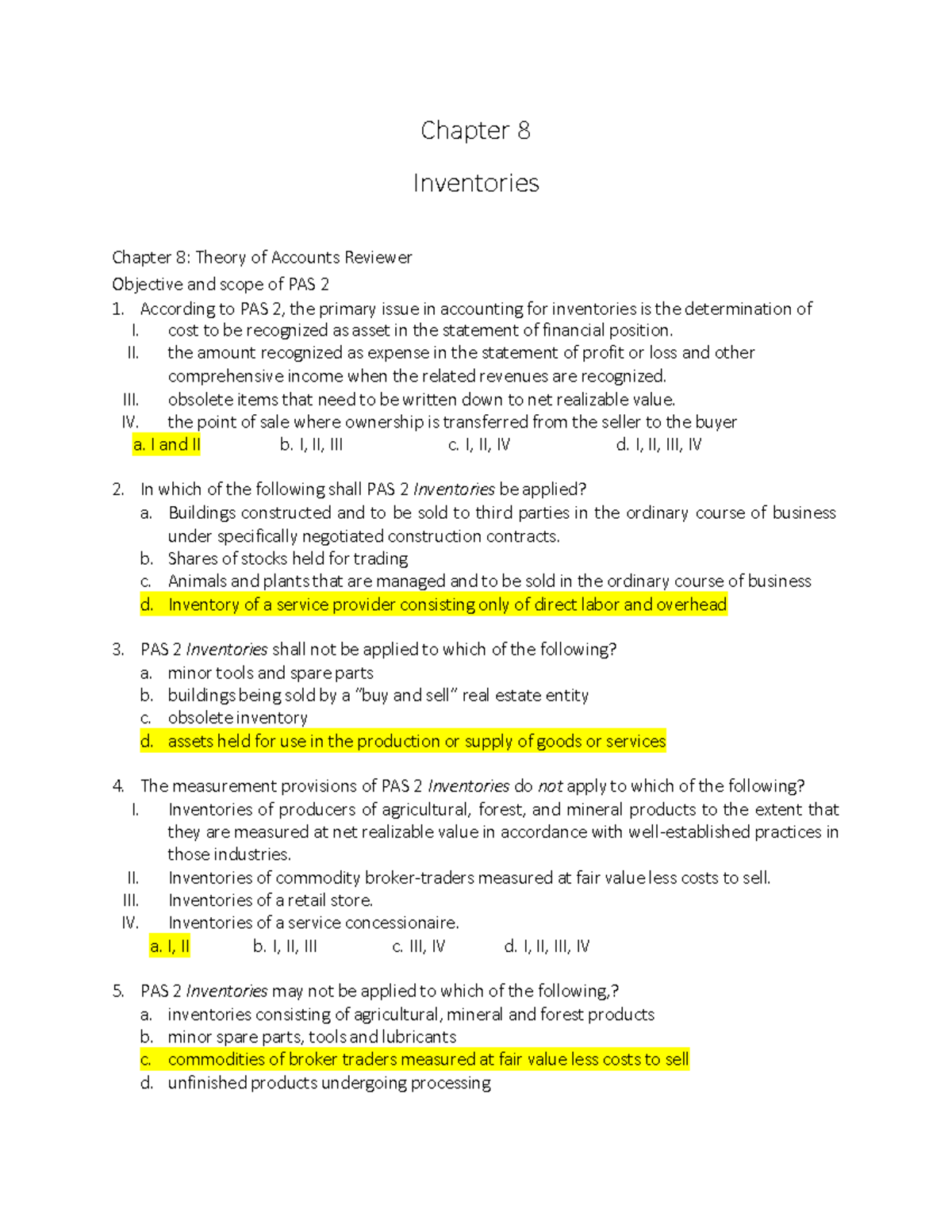 Reviewer Invetories-and-Investments-Theories - Chapter 8 Inventories ...