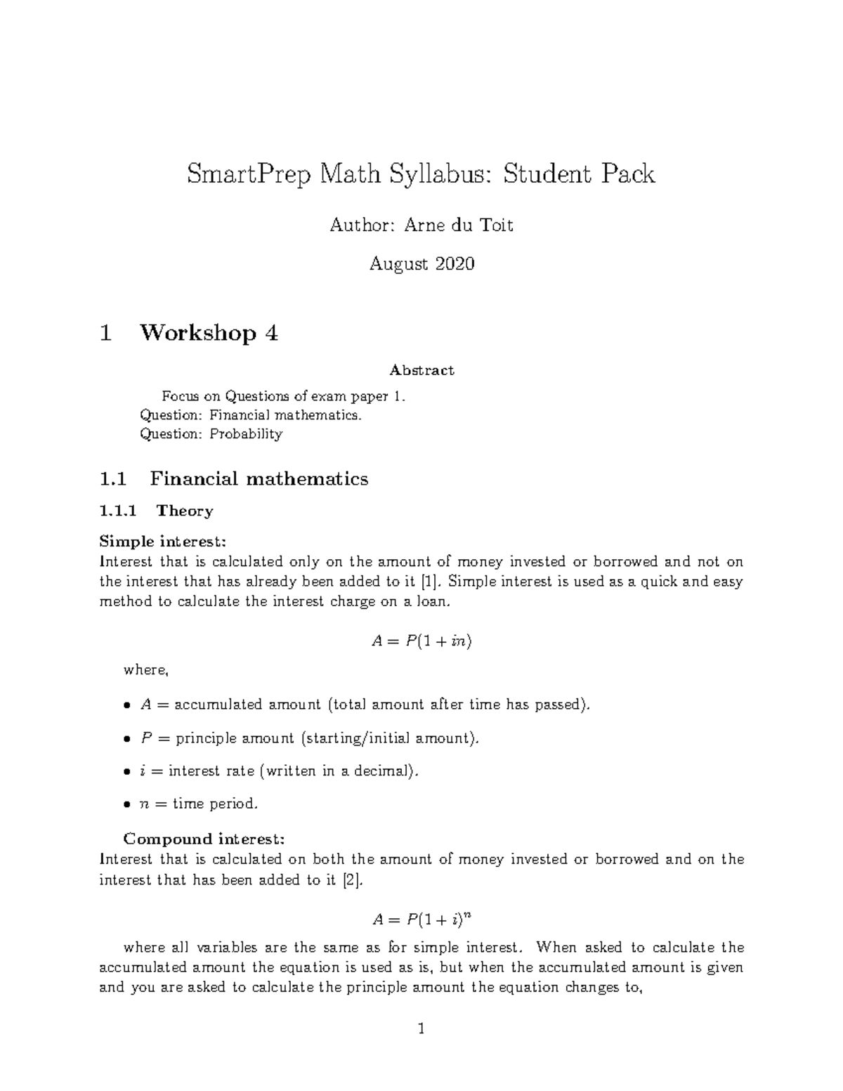 W4sn-1 - SmartPrep Math Syllabus: Student Pack Author: Arne du Toit ...