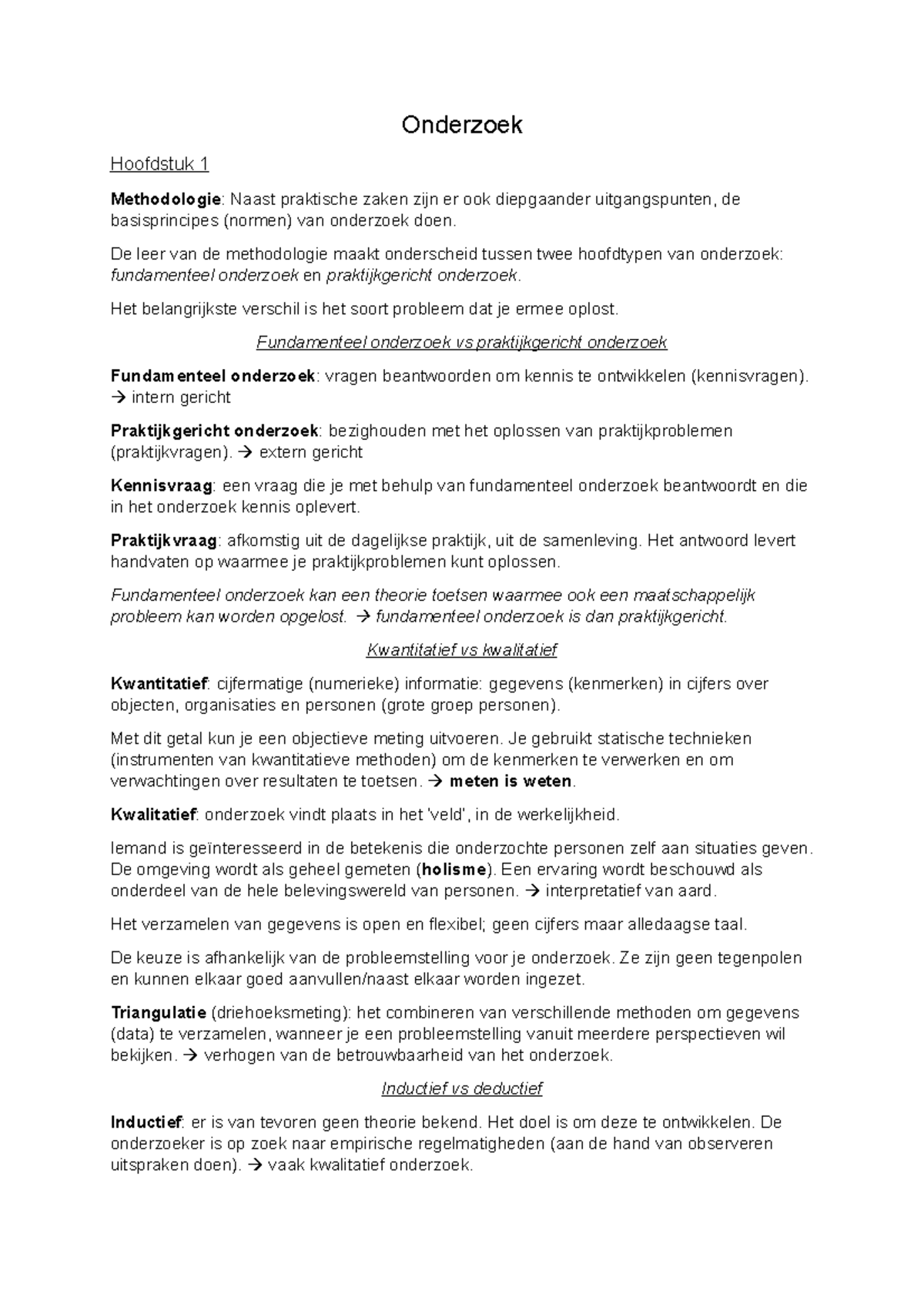 Samenvatting Wat is onderzoek? - Onderzoek Hoofdstuk 1 Methodologie ...