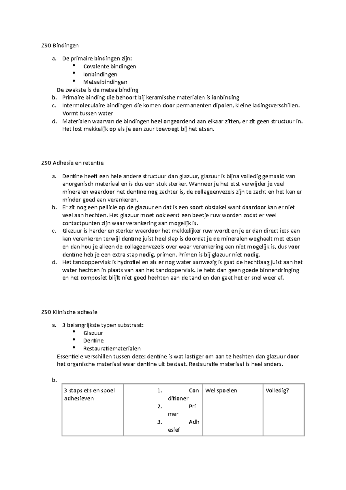 ZSOs Materiaalkunde TKGQ3 - ZSO Bindingen a. De primaire bindingen zijn ...