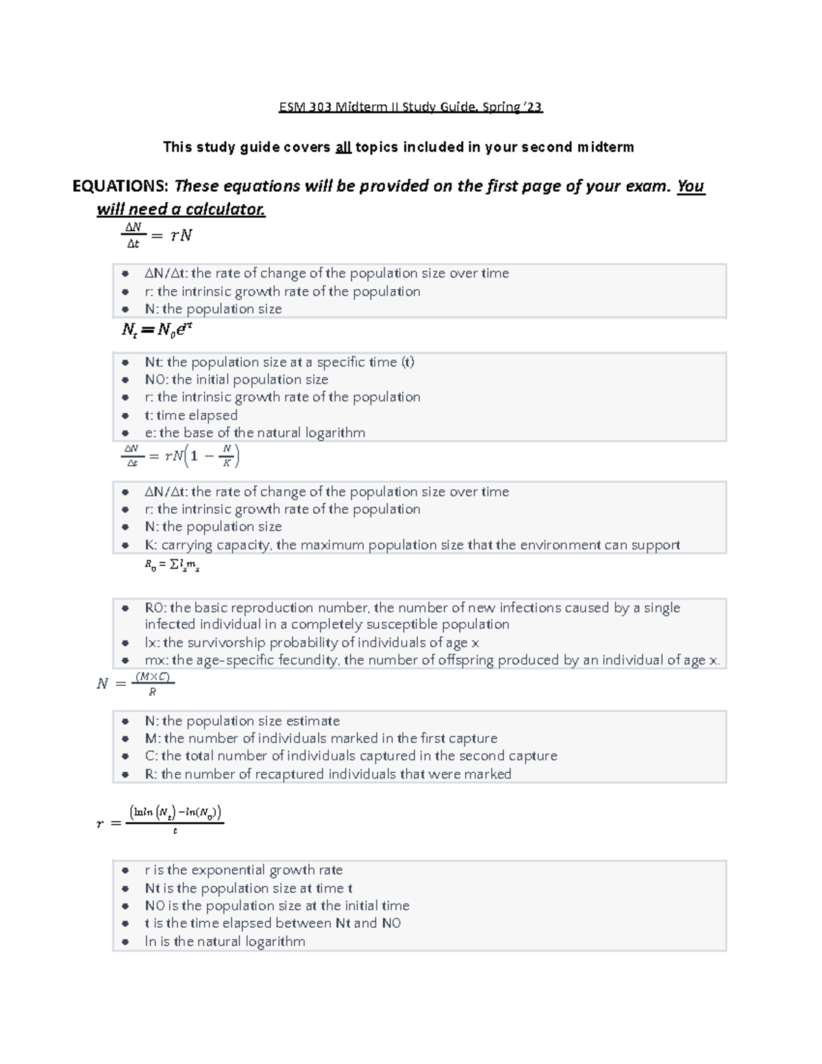 ESM 303 Midterm II Study Guide Spring 23 - ESM 303 Midterm II Study Guide, Spring ‘ This study ...