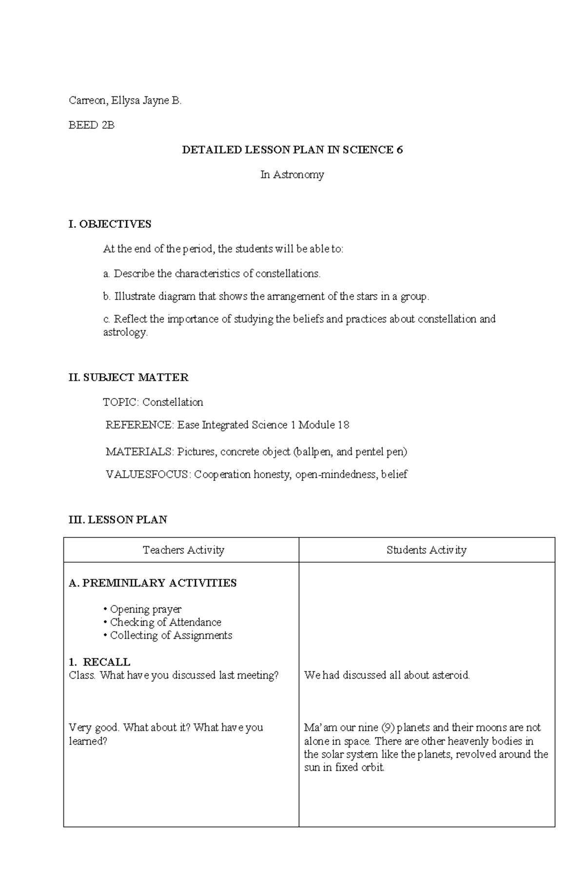 Astronomy- Constellation - Carreon, Ellysa Jayne B. BEED 2B DETAILED ...