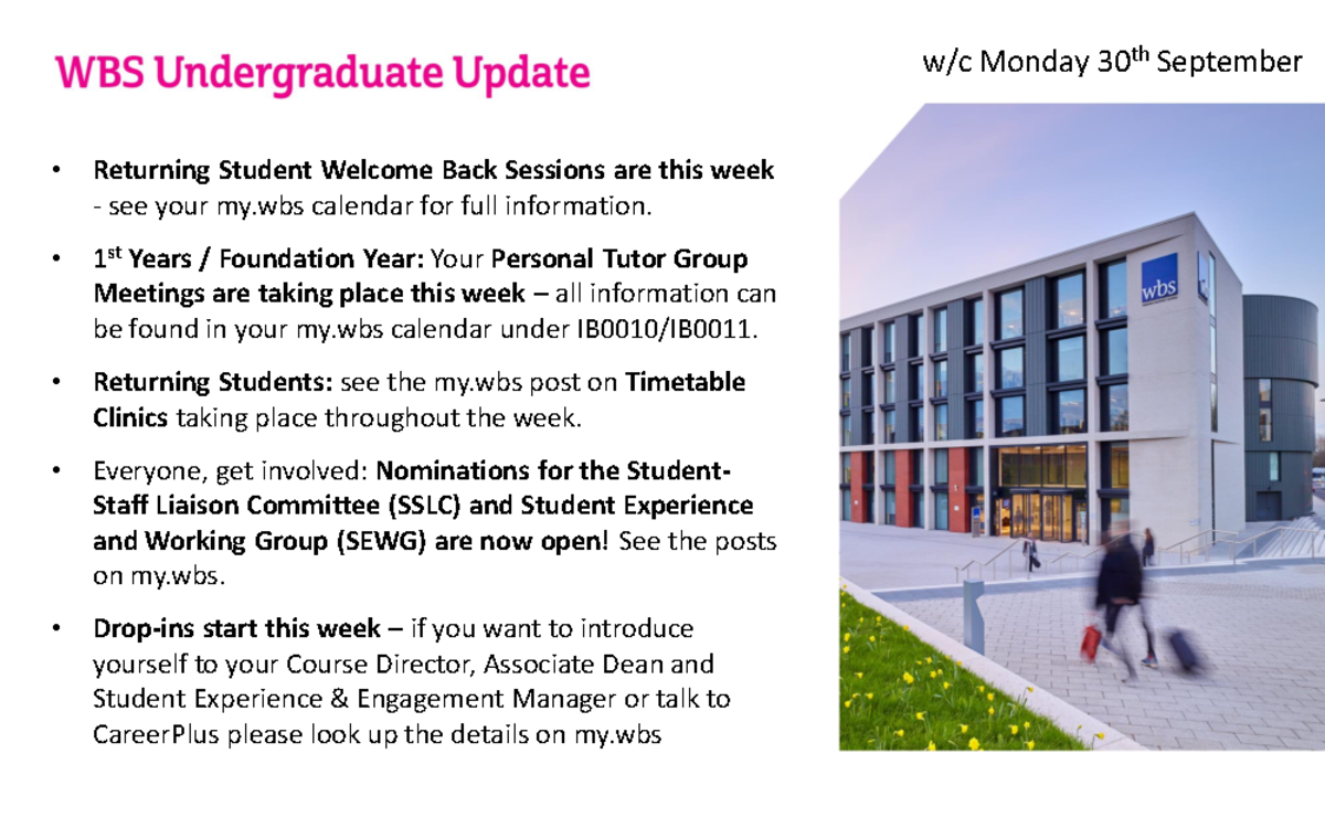 1 Context Lecture 1 - w/c Monday 30thSeptember Returning Student ...