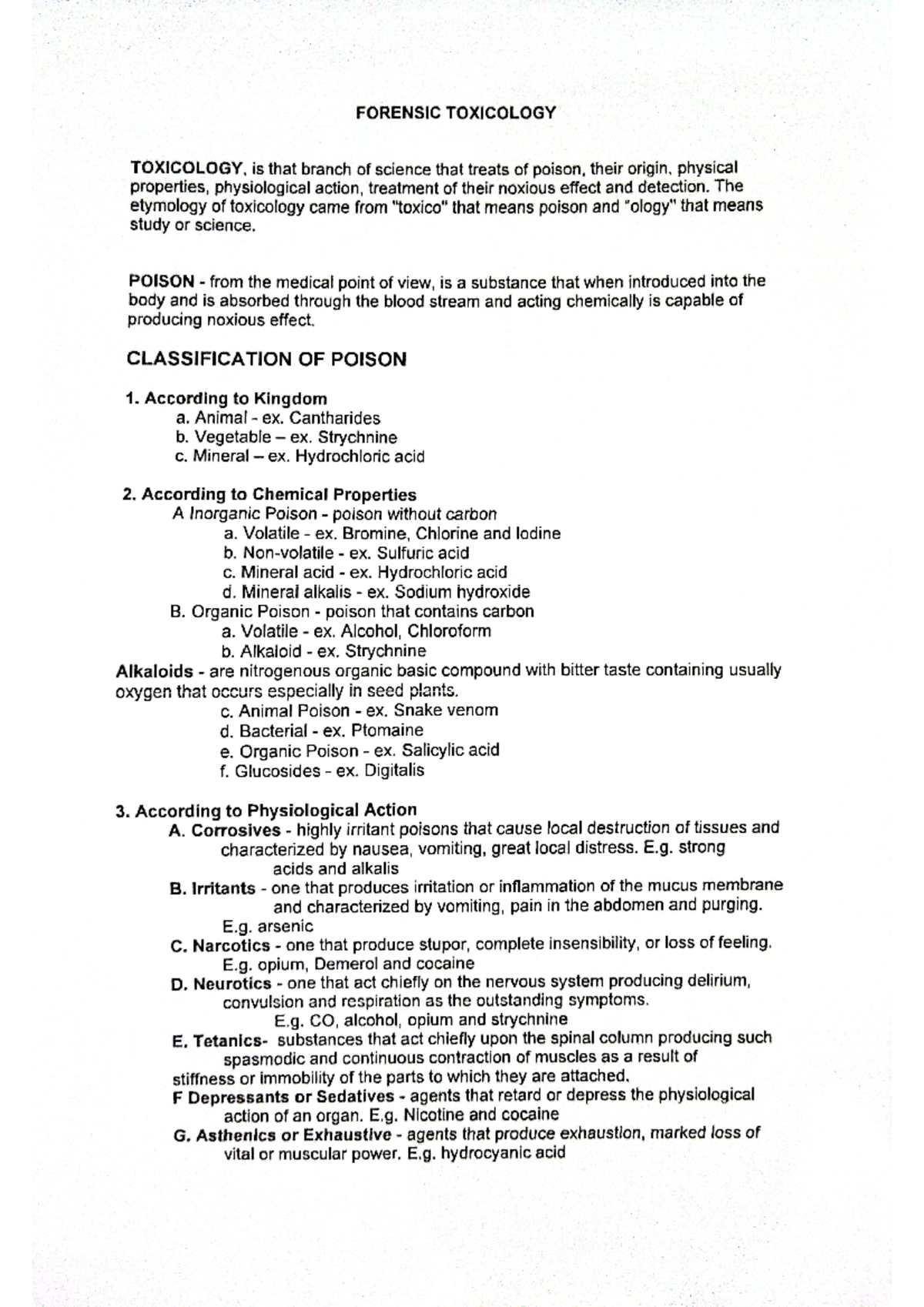 Forensic- Toxicology- Lecture- Montebon - criminology - Studocu