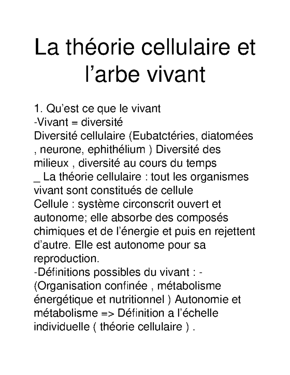 La théorie cellulaire et l - La théorie cellulaire et l’arbe vivant Qu ...