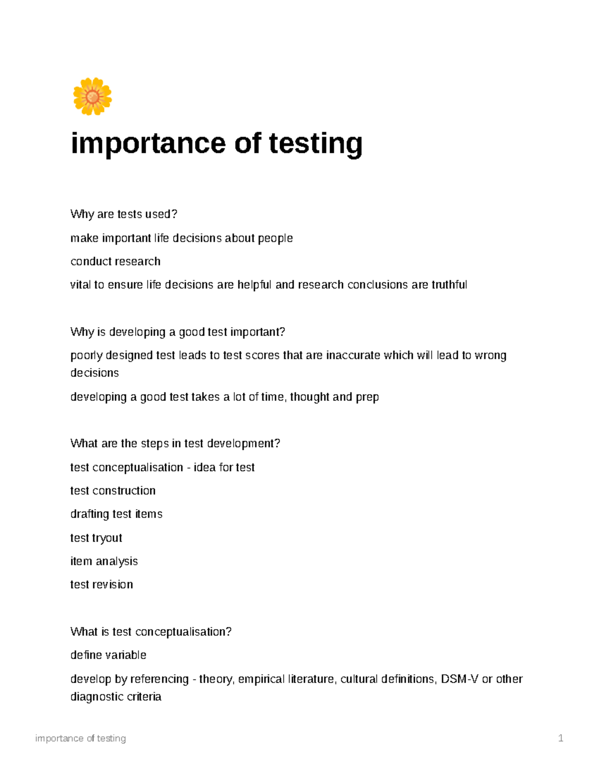 Importance of testing - 1 importance of testing Why are tests used ...