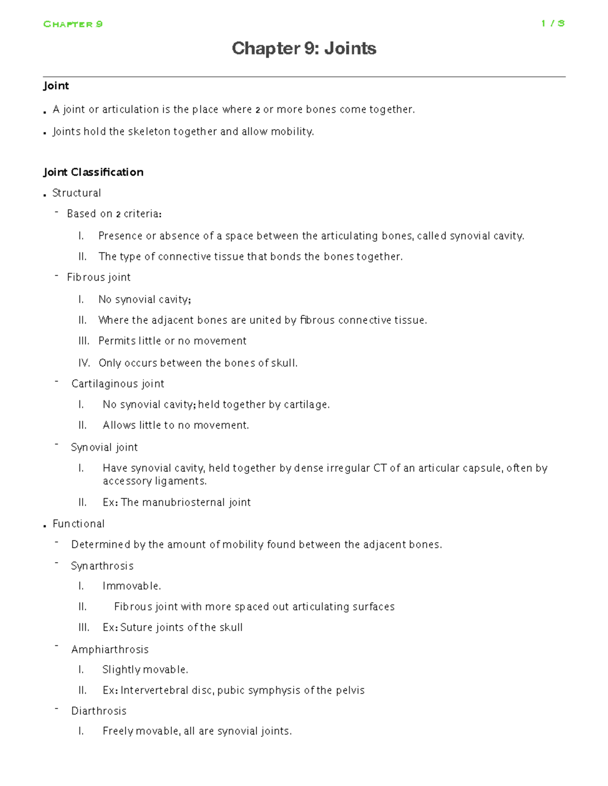 Chapter 9: Joints - Chapter 9 1 3 / Chapter 9: Joints Joint A joint or ...