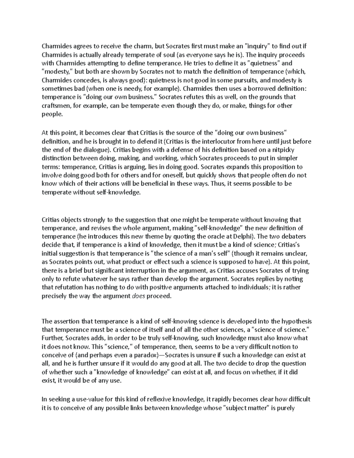 Philosophy 181 - Lecture Notes - Charmides agrees to receive the charm ...