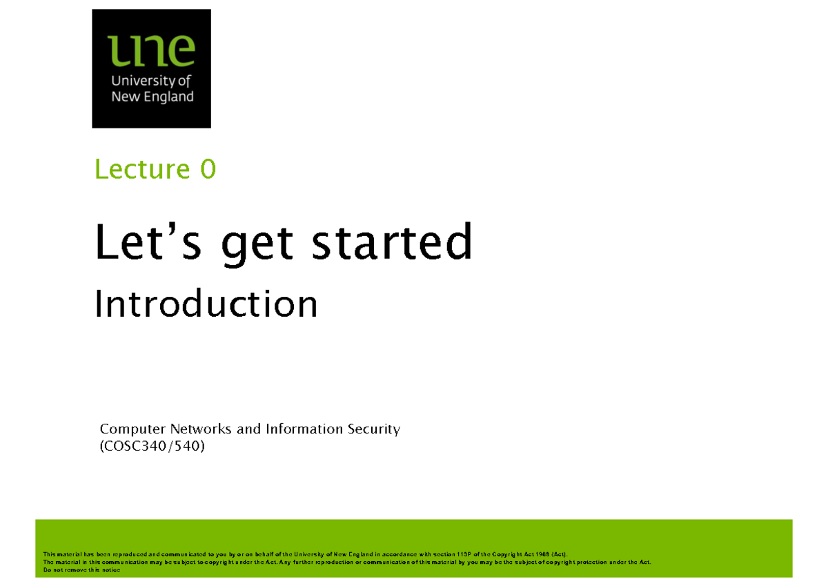 COSC340-Lecture 00-Introduction - COSC101 - UNE - Studocu