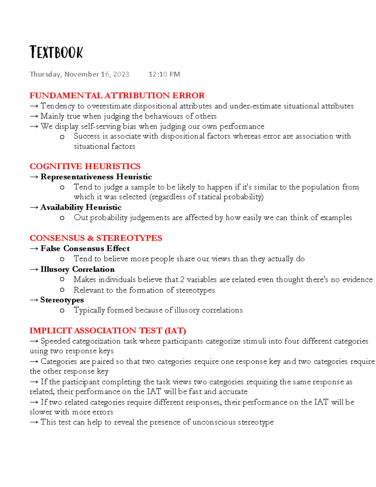 Textbook - FUNDAMENTAL ATTRIBUTION ERROR → Tendency to overestimate ...