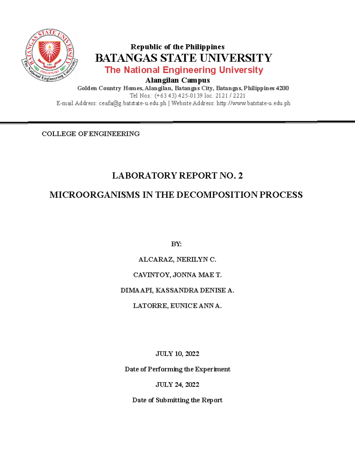 LAB Report 2 Group 7 - The students should be able to describe a ...