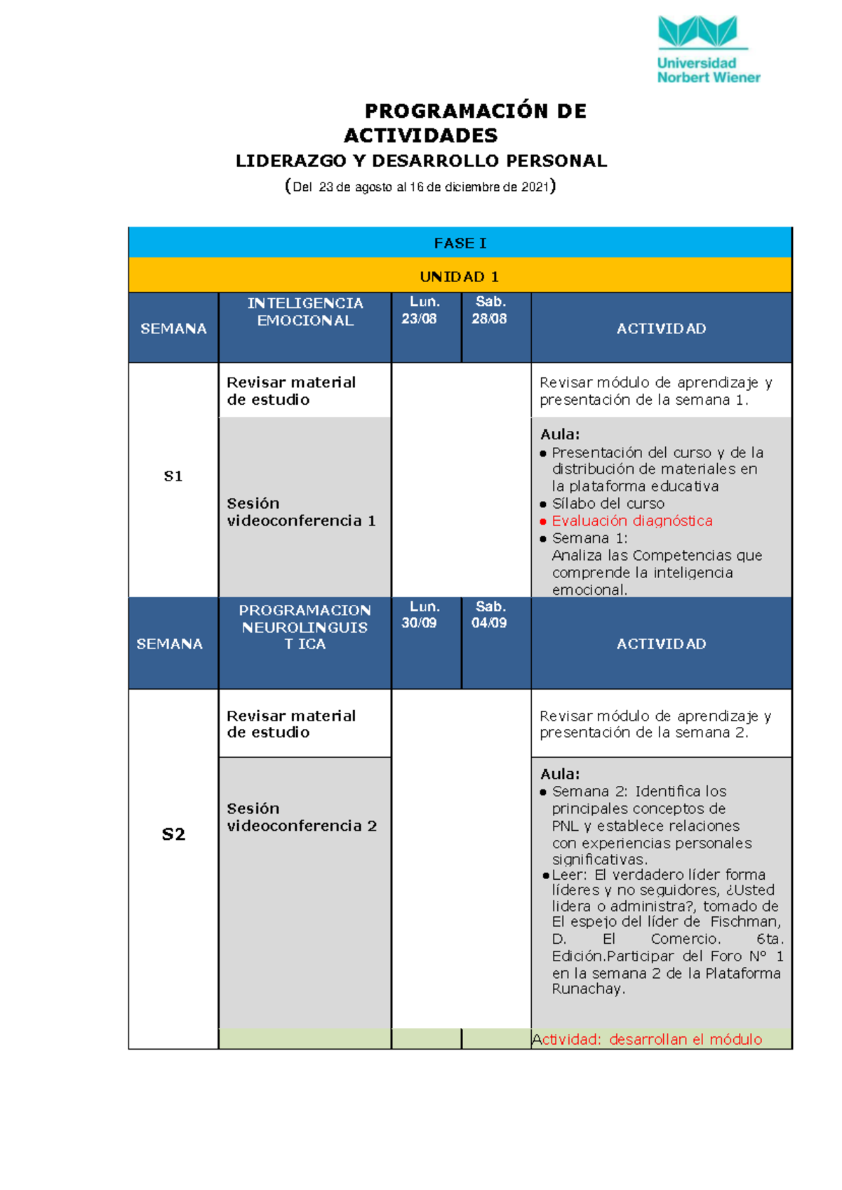 Modelo De Programacion DE Actividades curriculares 2021-2 ...