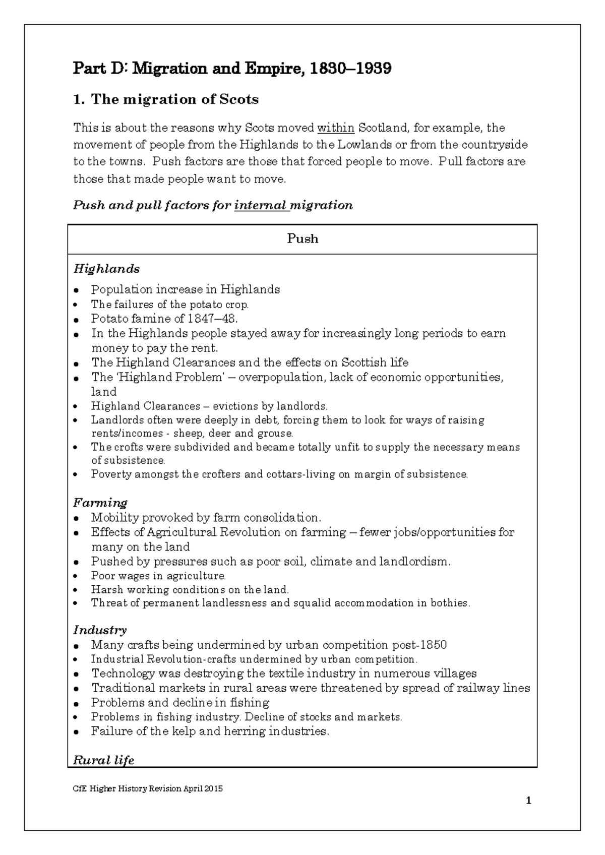 Migration and empire notes - CfE Higher History Revision April 2015 ...