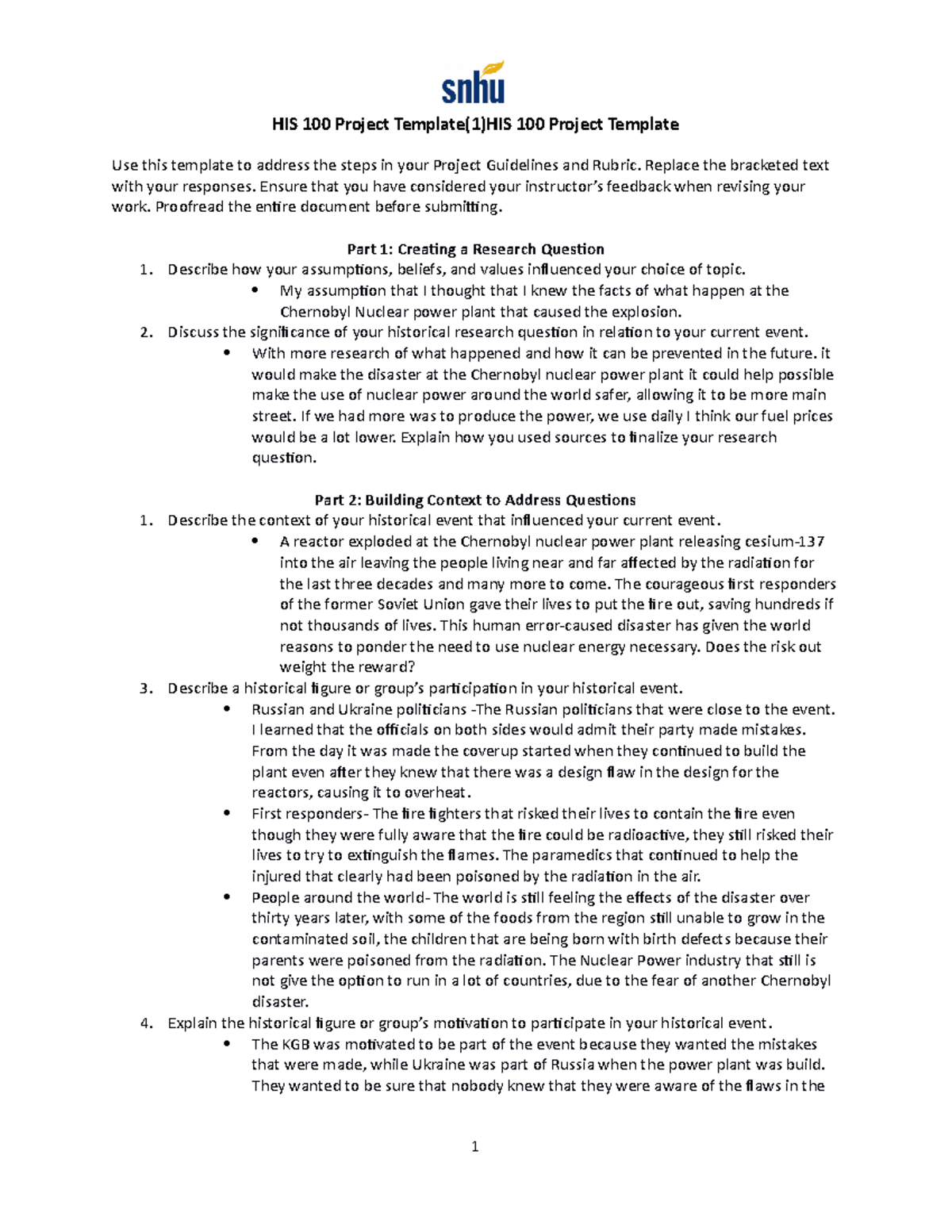 HIST WK7 - week 7 assignment perspectives in history - HIS 100 Project ...