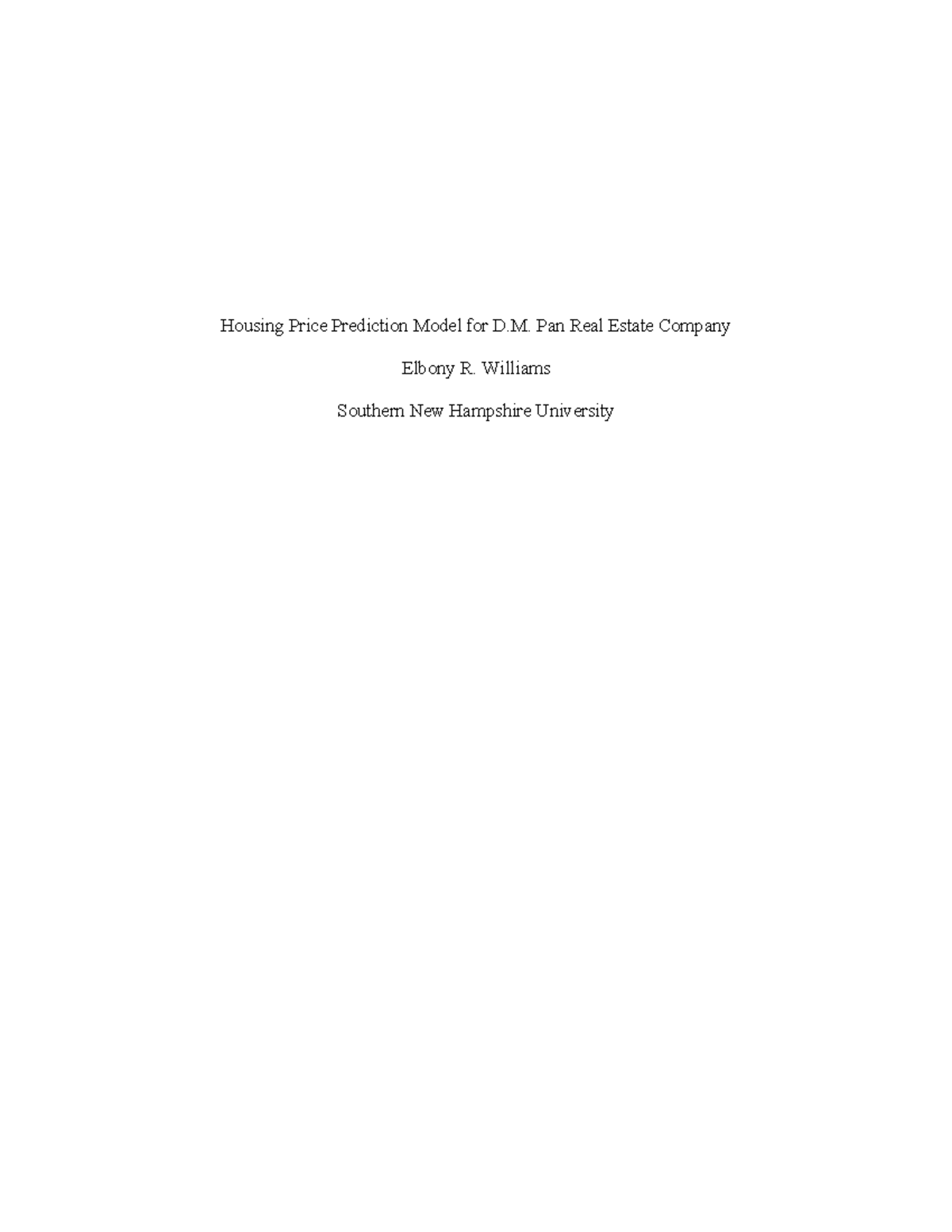 MAT 240 Module Three Assignment Template - Housing Price Prediction ...