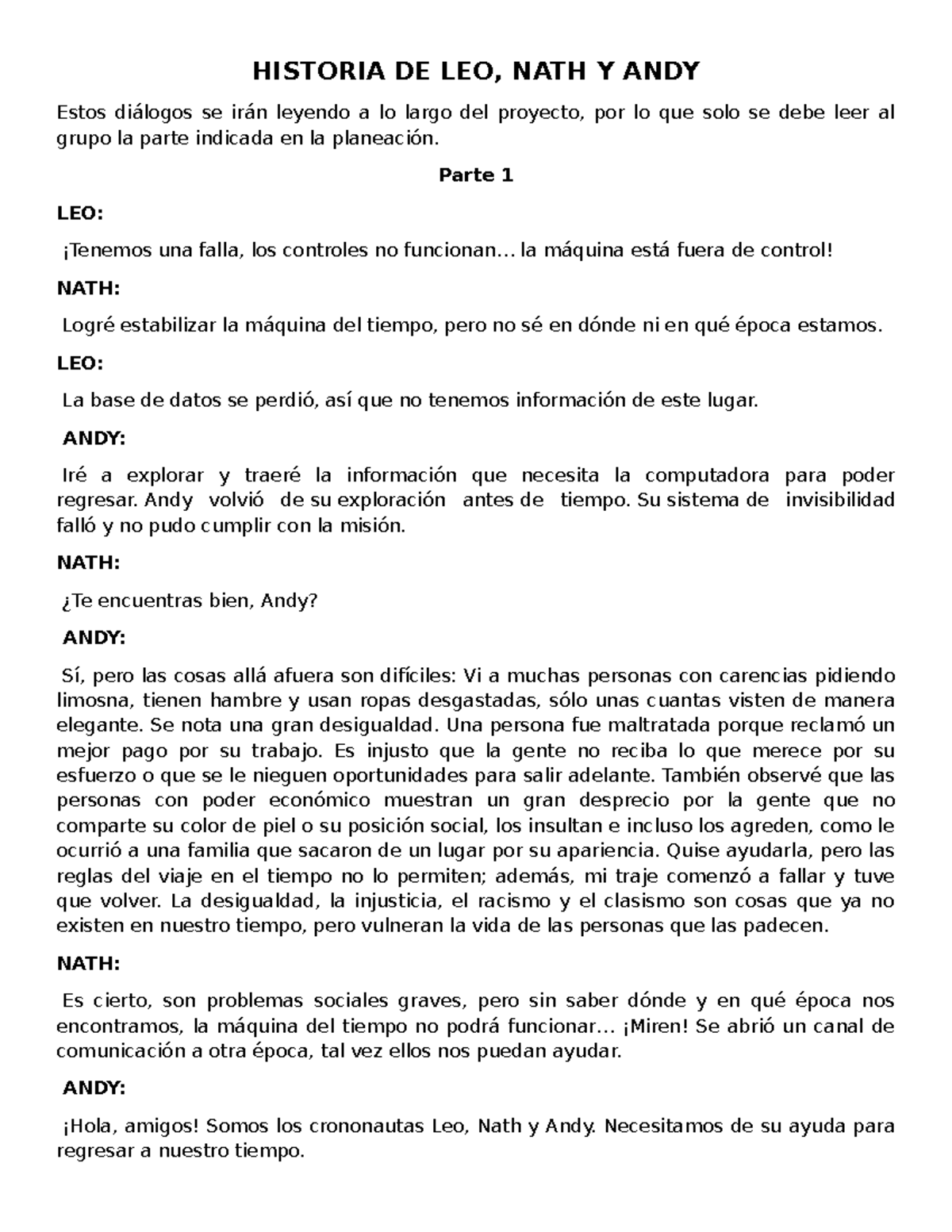 Historia DE LEO NATH Y - dvcarververrwv - HISTORIA DE LEO, NATH Y ANDY Estos diálogos se irán ...