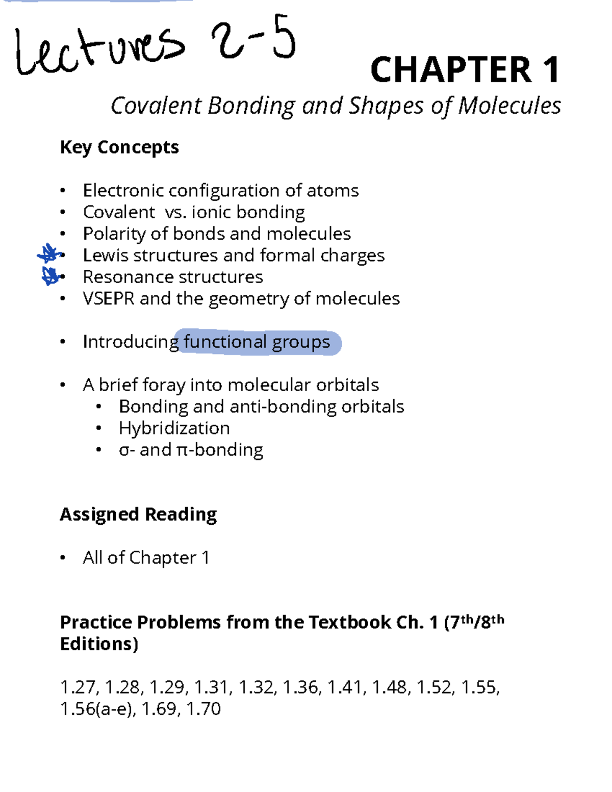 Chapter 1 covalent bonding and shapes of molecules - Purdue, CHEM 25500 ...